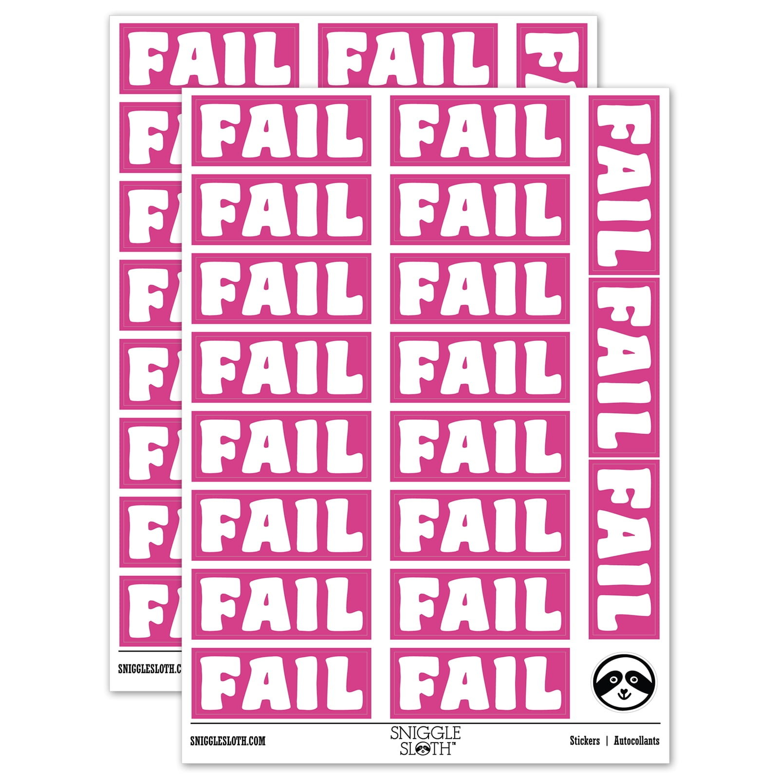 Fail Bold Text Test Inspection Sticker Set - Hot Pink - Matte Finish ...