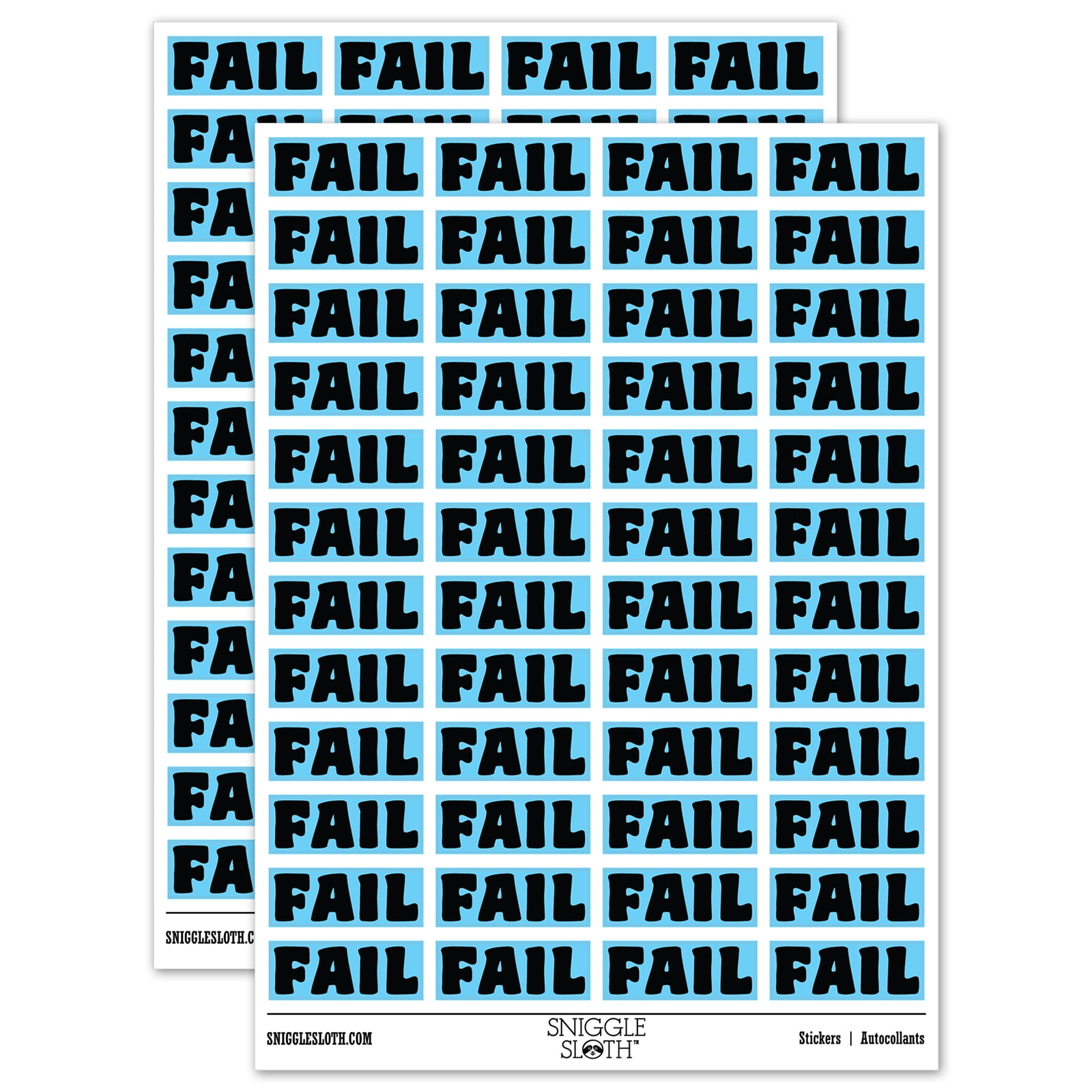 Fail Bold Text Test Inspection Sticker Set - Light Blue - Matte Finish ...