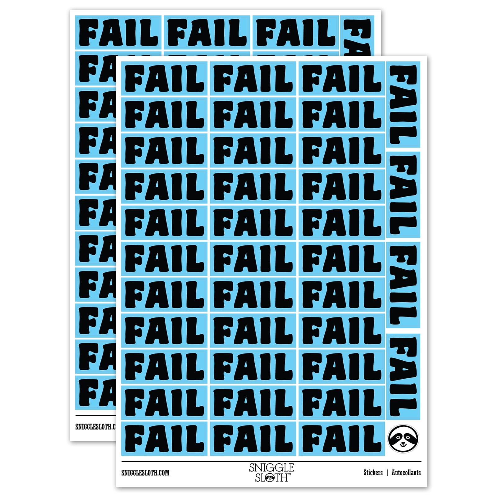 Fail Bold Text Test Inspection Sticker Set - Light Blue - Matte Finish ...