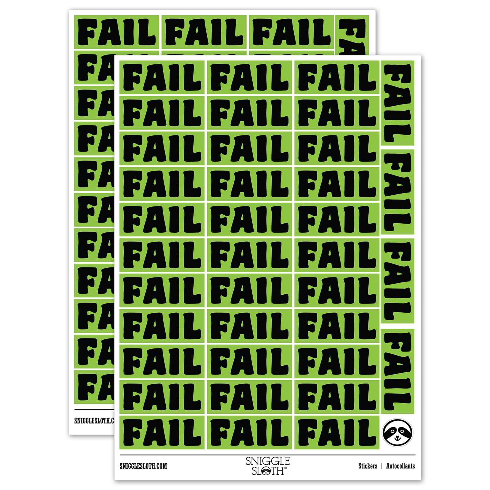 Fail Bold Text Test Inspection Sticker Set - Light Green - Gloss Finish ...