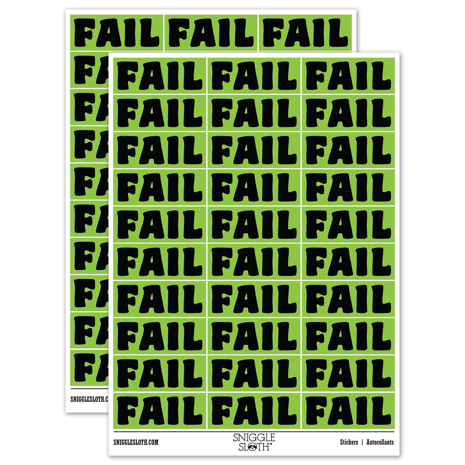Fail Bold Text Test Inspection Sticker Set - Light Green - Matte Finish ...