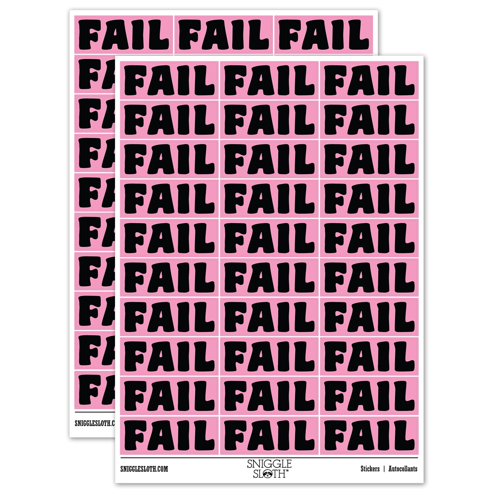 Fail Bold Text Test Inspection Sticker Set - Light Pink - Gloss Finish ...