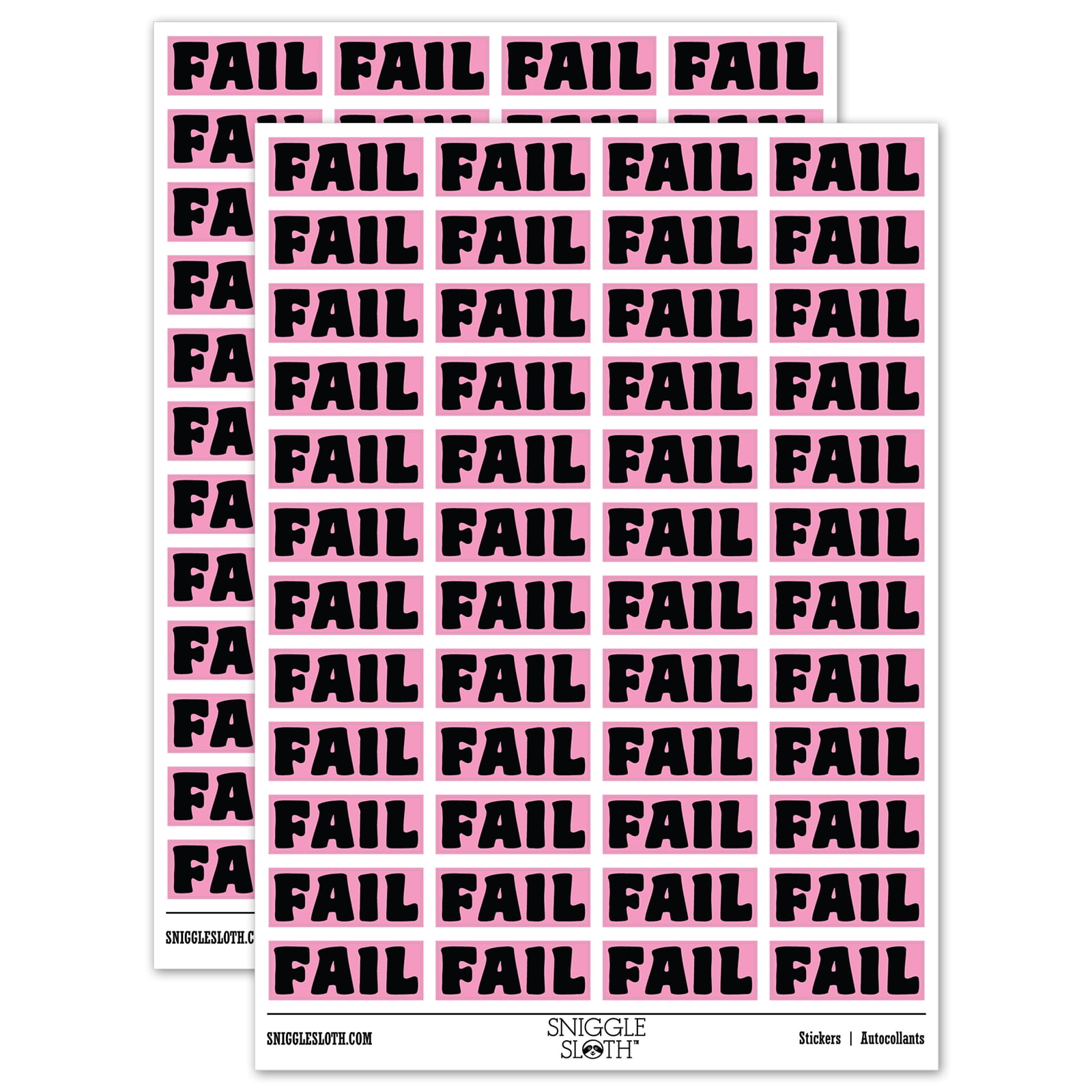 Fail Bold Text Test Inspection Sticker Set - Light Pink - Matte Finish ...