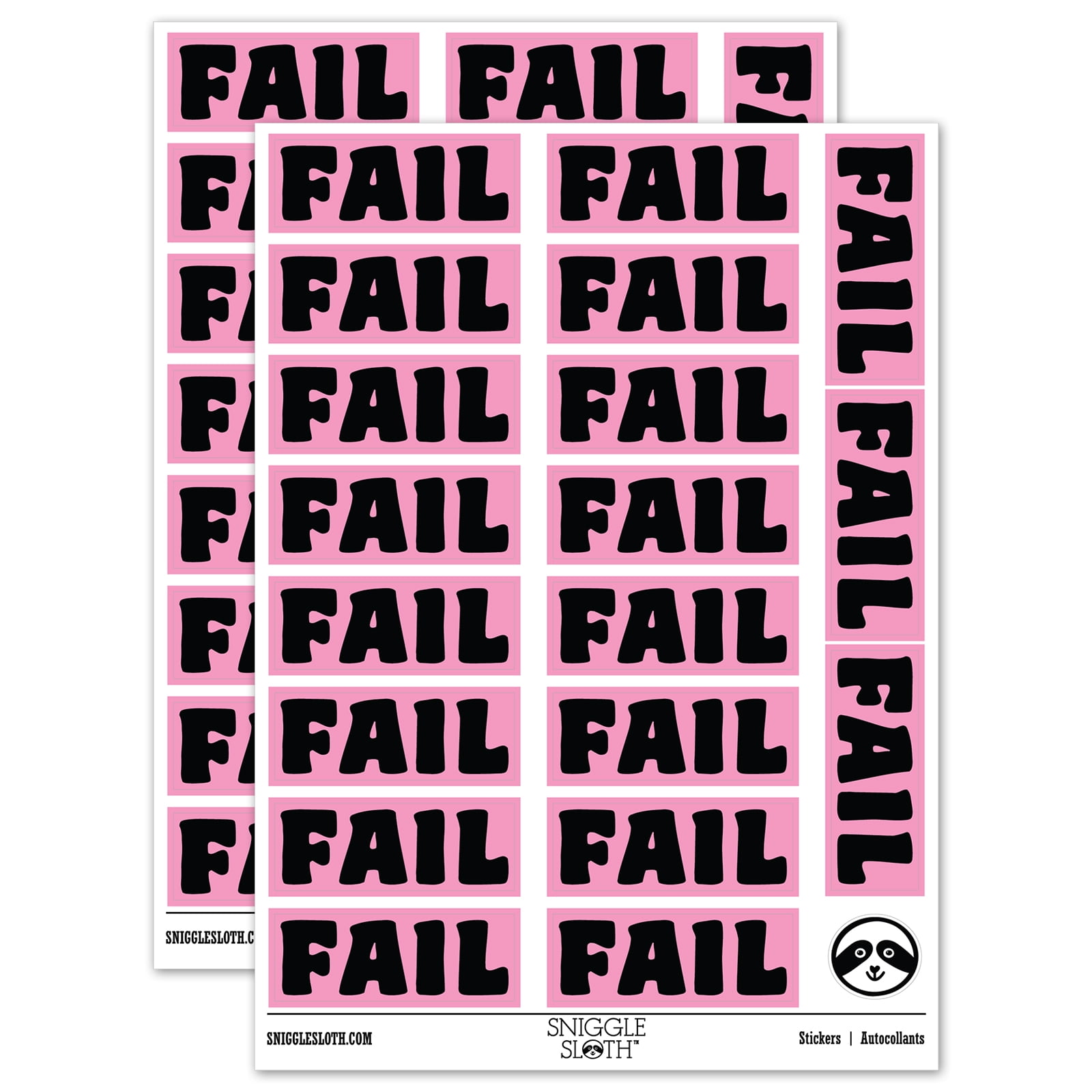 Fail Bold Text Test Inspection Sticker Set - Light Pink - Matte Finish ...