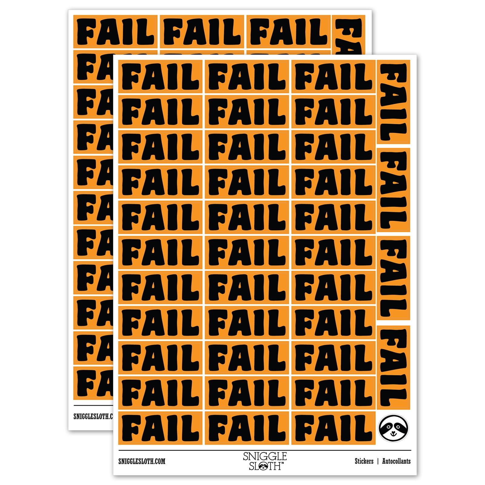 Fail Bold Text Test Inspection Sticker Set - Orange - Gloss Finish - 1. ...