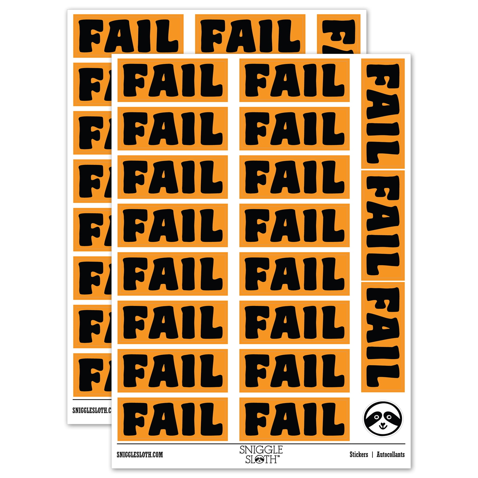 Fail Bold Text Test Inspection Sticker Set - Orange - Matte Finish - 2. ...