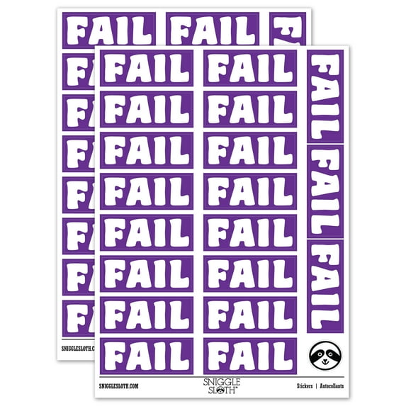 Fail Bold Text Test Inspection Sticker Set - Purple - Matte Finish - 2. ...