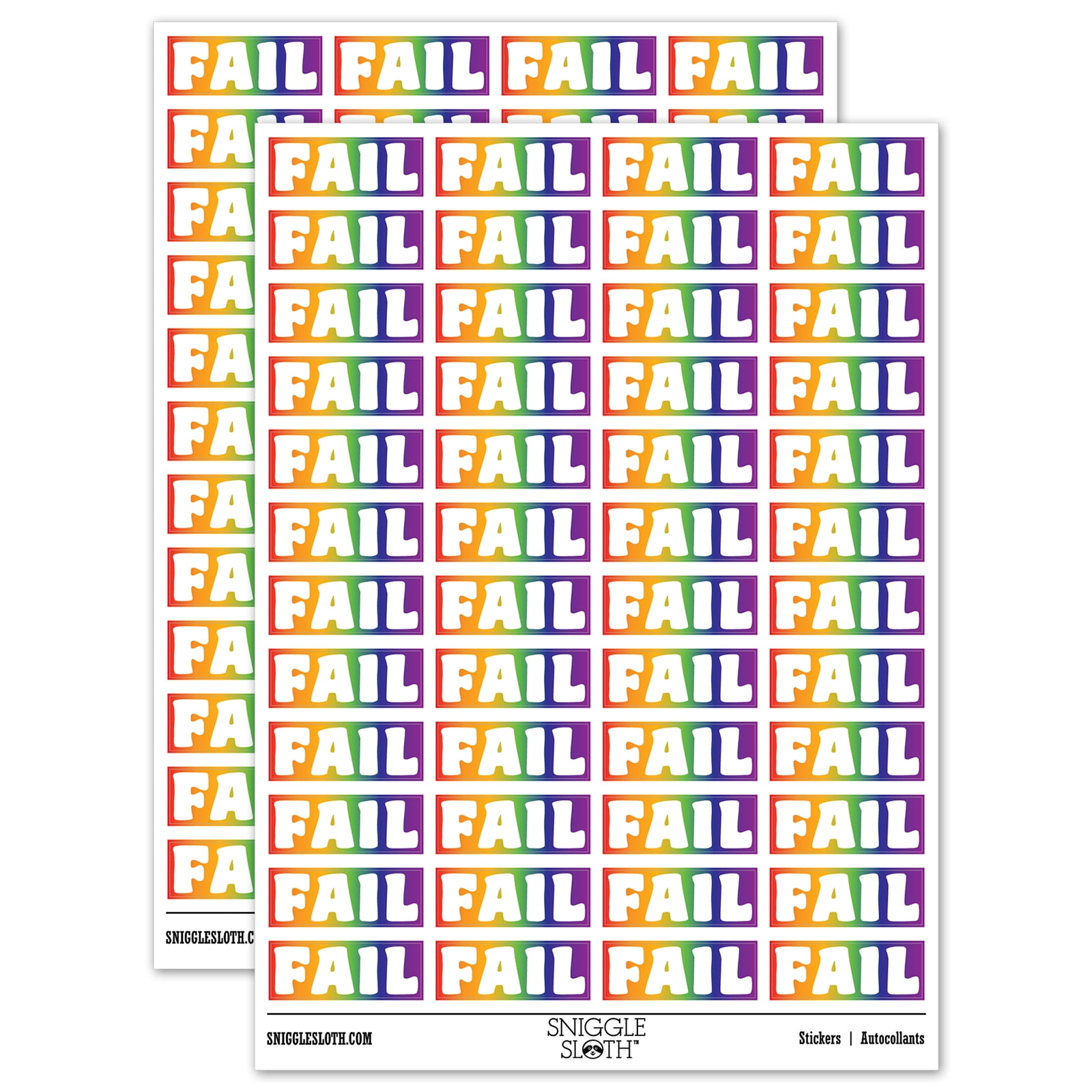 Fail Bold Text Test Inspection Sticker Set - Rainbow - Gloss Finish - 1 ...