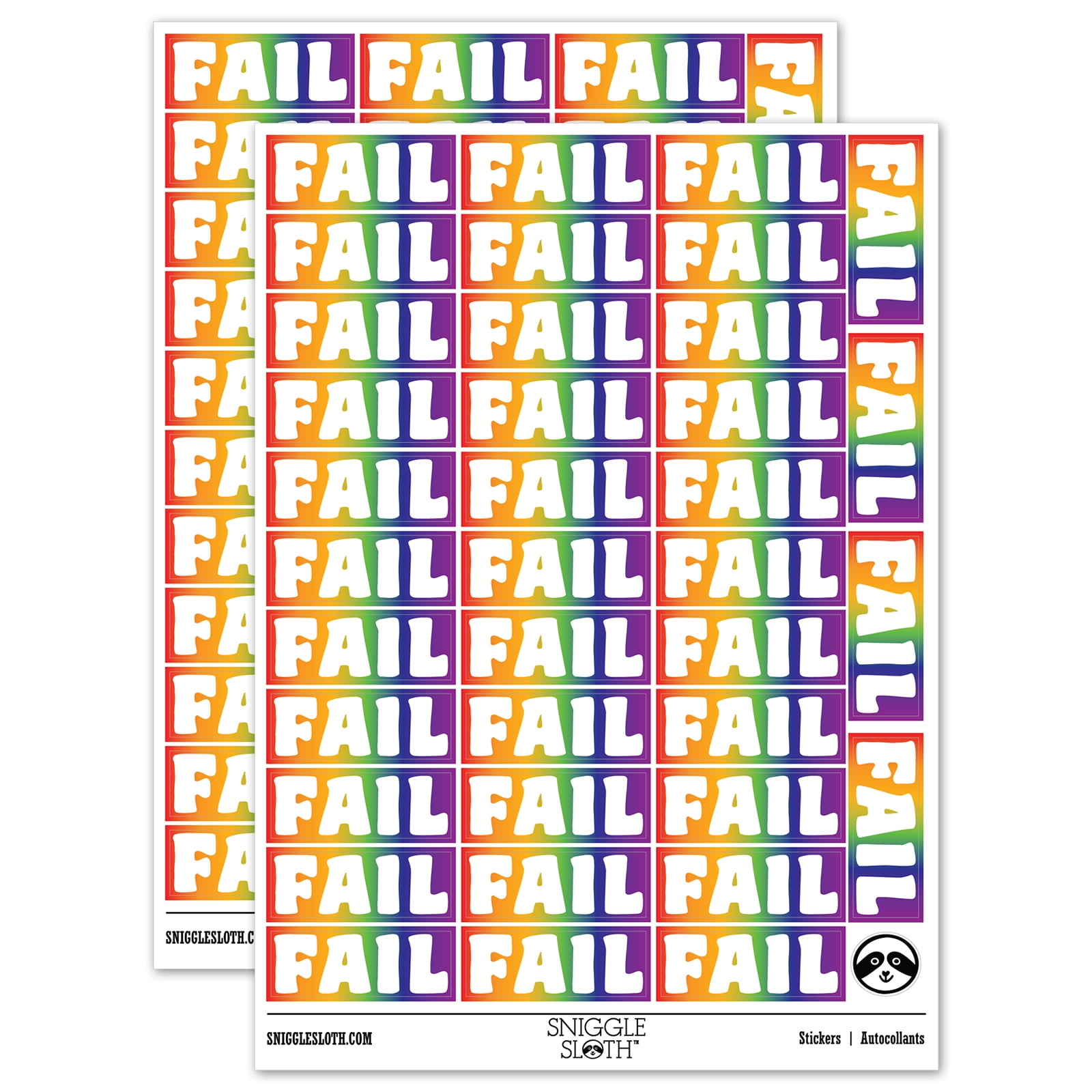 Fail Bold Text Test Inspection Sticker Set - Rainbow - Matte Finish - 1 ...