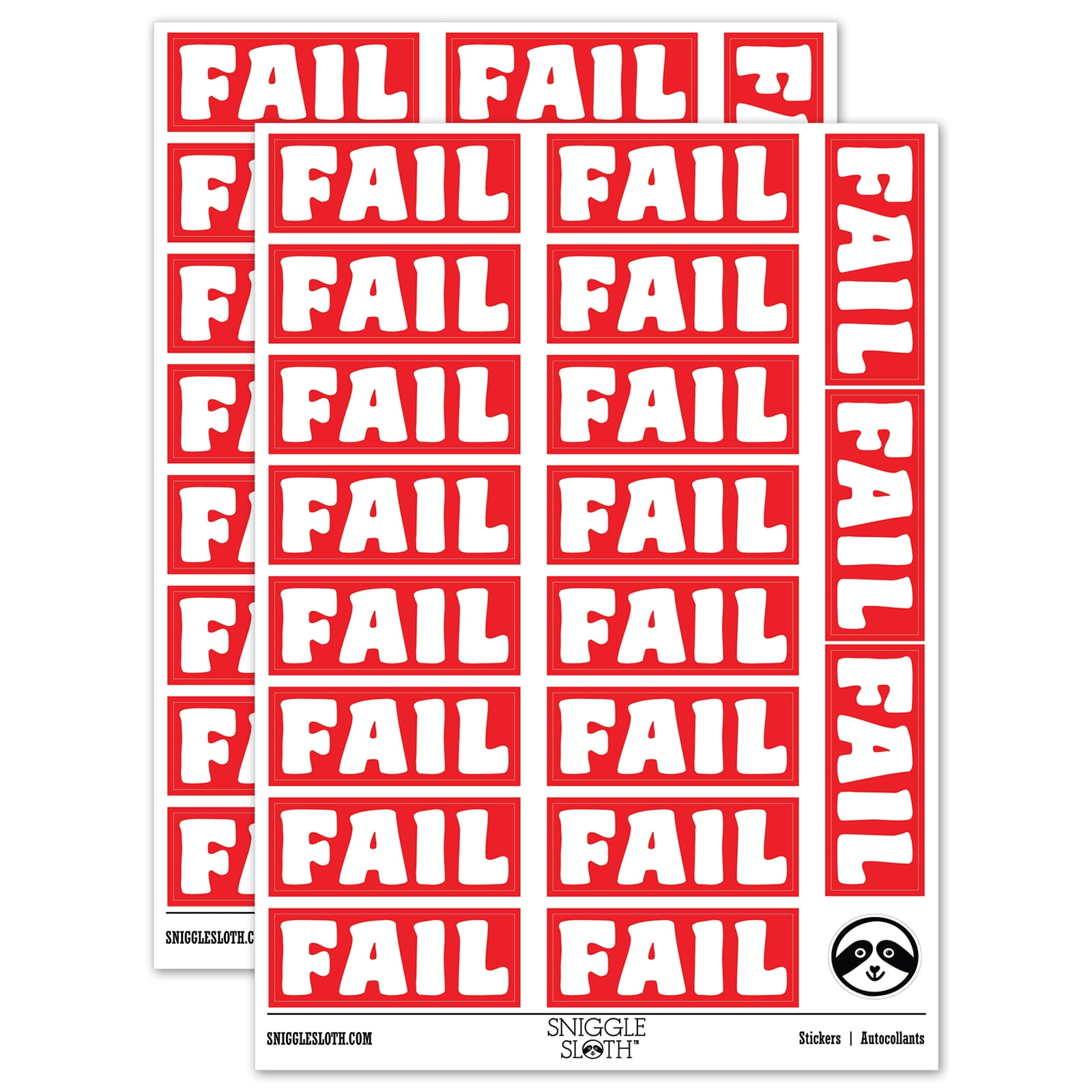 Fail Bold Text Test Inspection Sticker Set - Red - Matte Finish - 2.00 ...