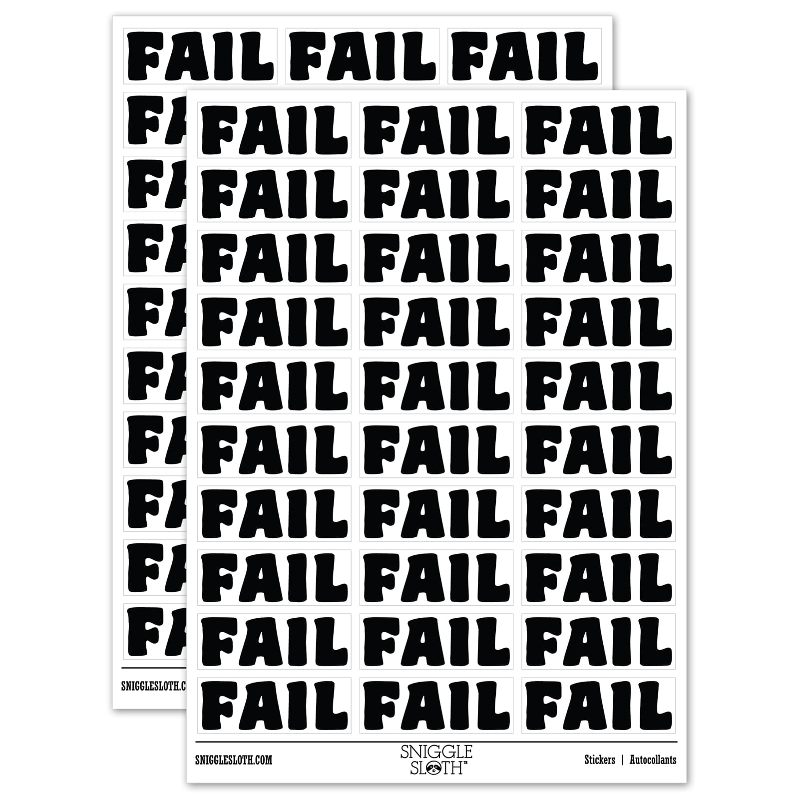 Fail Bold Text Test Inspection Sticker Set - White - Gloss Finish - 1. ...