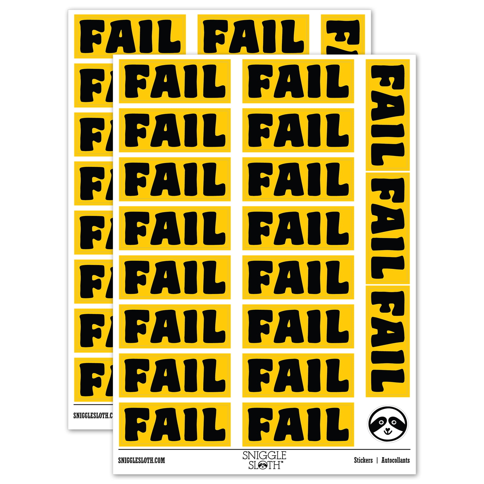 Fail Bold Text Test Inspection Sticker Set - Yellow - Matte Finish - 2. ...