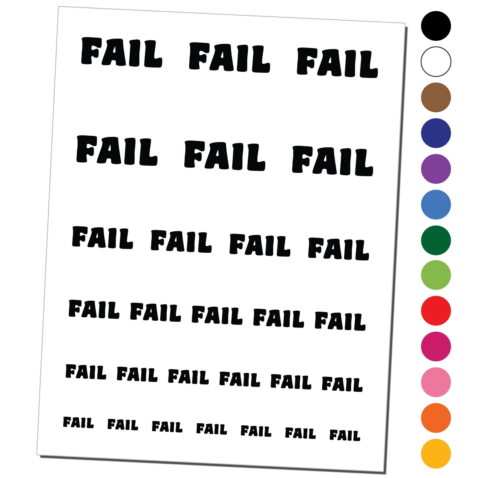 Fail Bold Text Test Inspection Water Resistant Temporary Tattoo Set ...