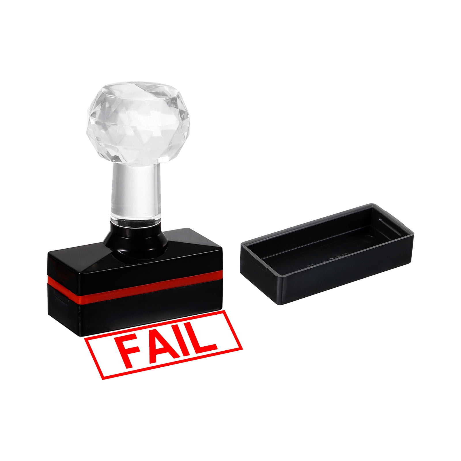 Uxcell Black Plastic Stamp Self Inking Red Ink Office Stamps Pre Inked ...