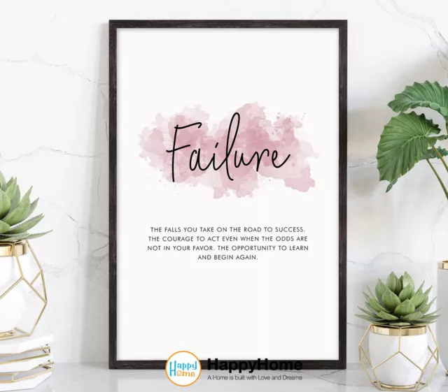 Failure Definition Poster Motivational Inspirational Wall Art Print ...