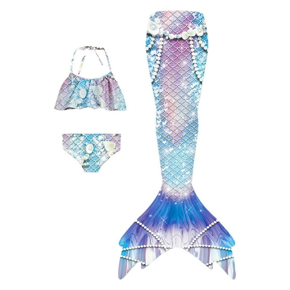 Girls Swimsuits Bathing Suits Bikini Fish Set Swimwear Light Purple ...