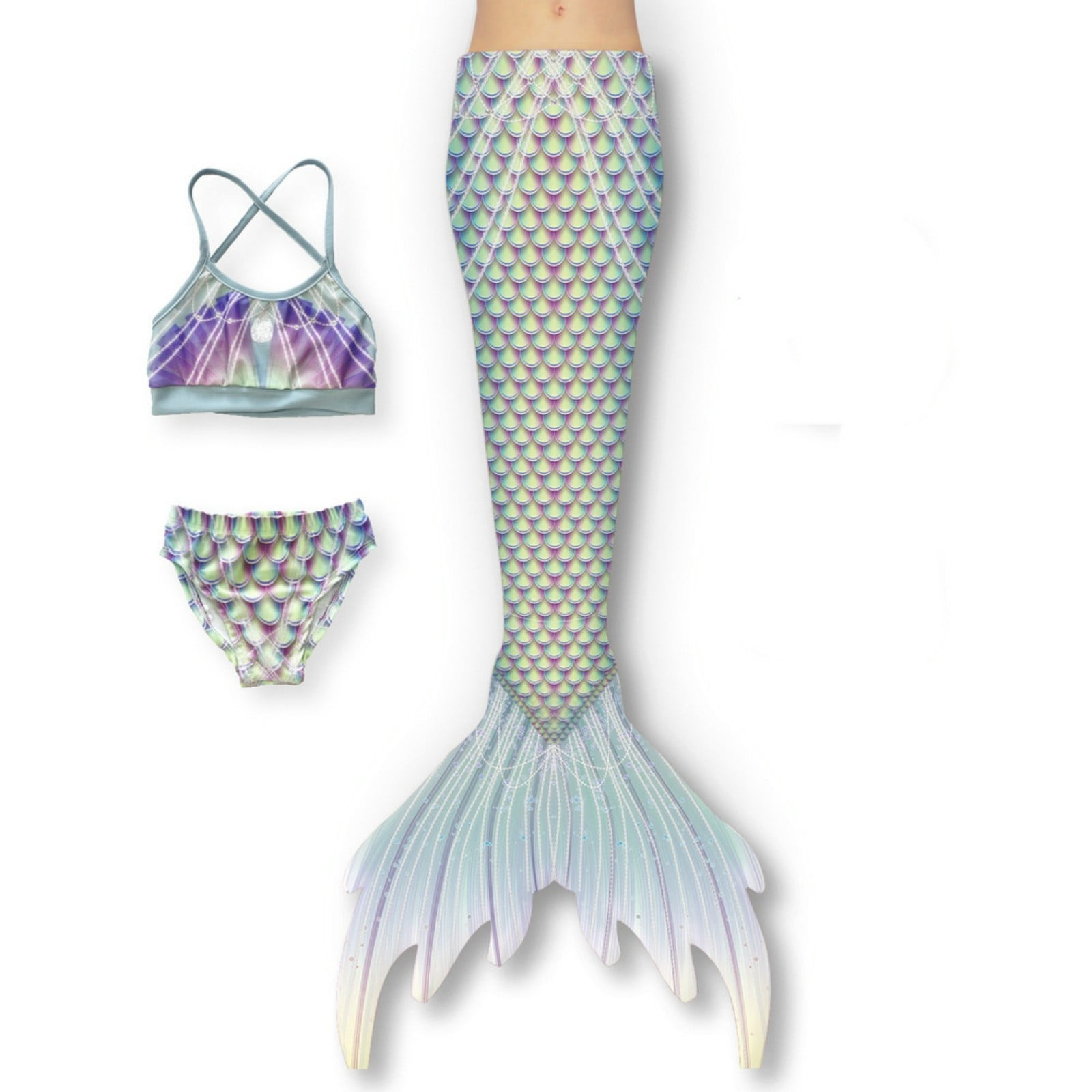 Fainosmny 3 Piece Girls Swimsuit Bathing Suits Bikini Tail Set For ...
