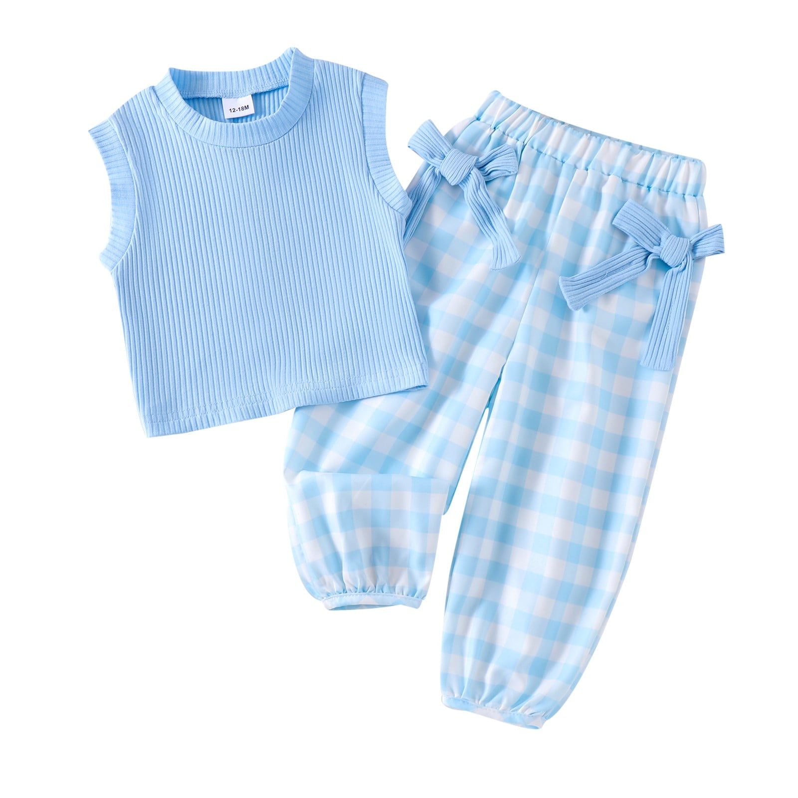 Fainosmny Baby Girls Summer Sports Fashion Sleeveless Top + Pants Two ...