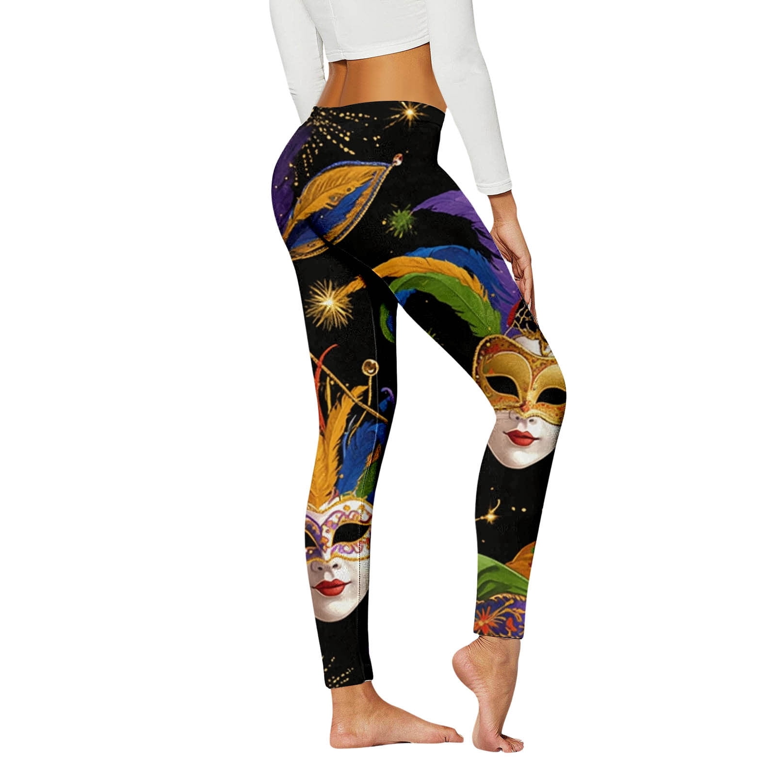 Fainosmny Mardi Gras High Waisted Leggings TuMy Control, High Waisted Mardi Gras Leggings for ...