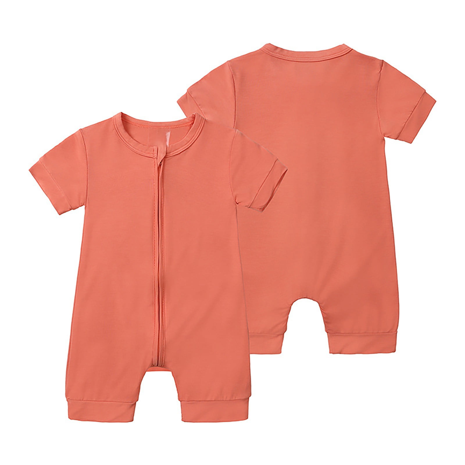 Fainosmny Newborn Solid Color Romper Zipper Onesie Plants Fiber Fabric ...