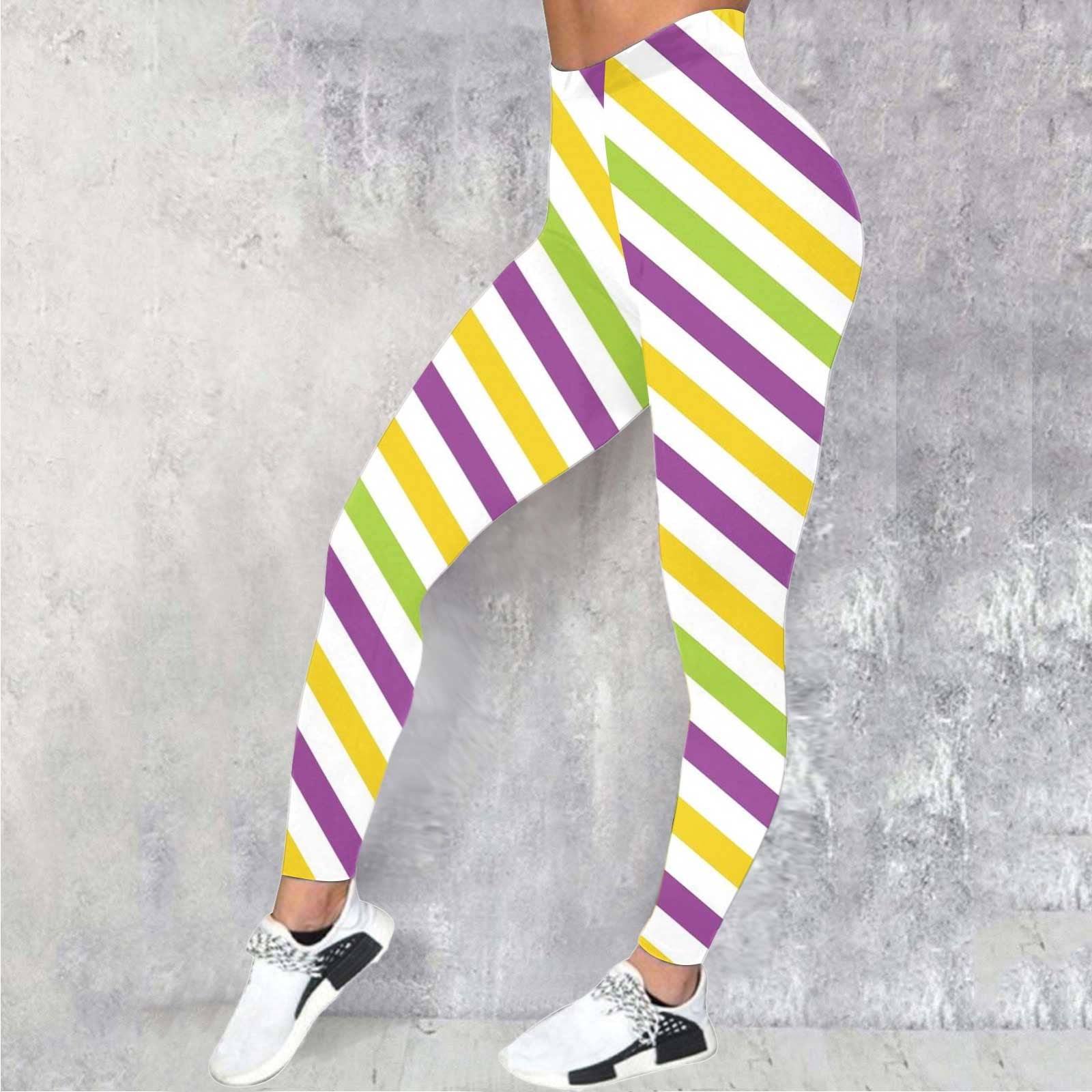 Fainosmny Women Leggings Colorful Print Mardi Gras Carnival Tights TuMy ...
