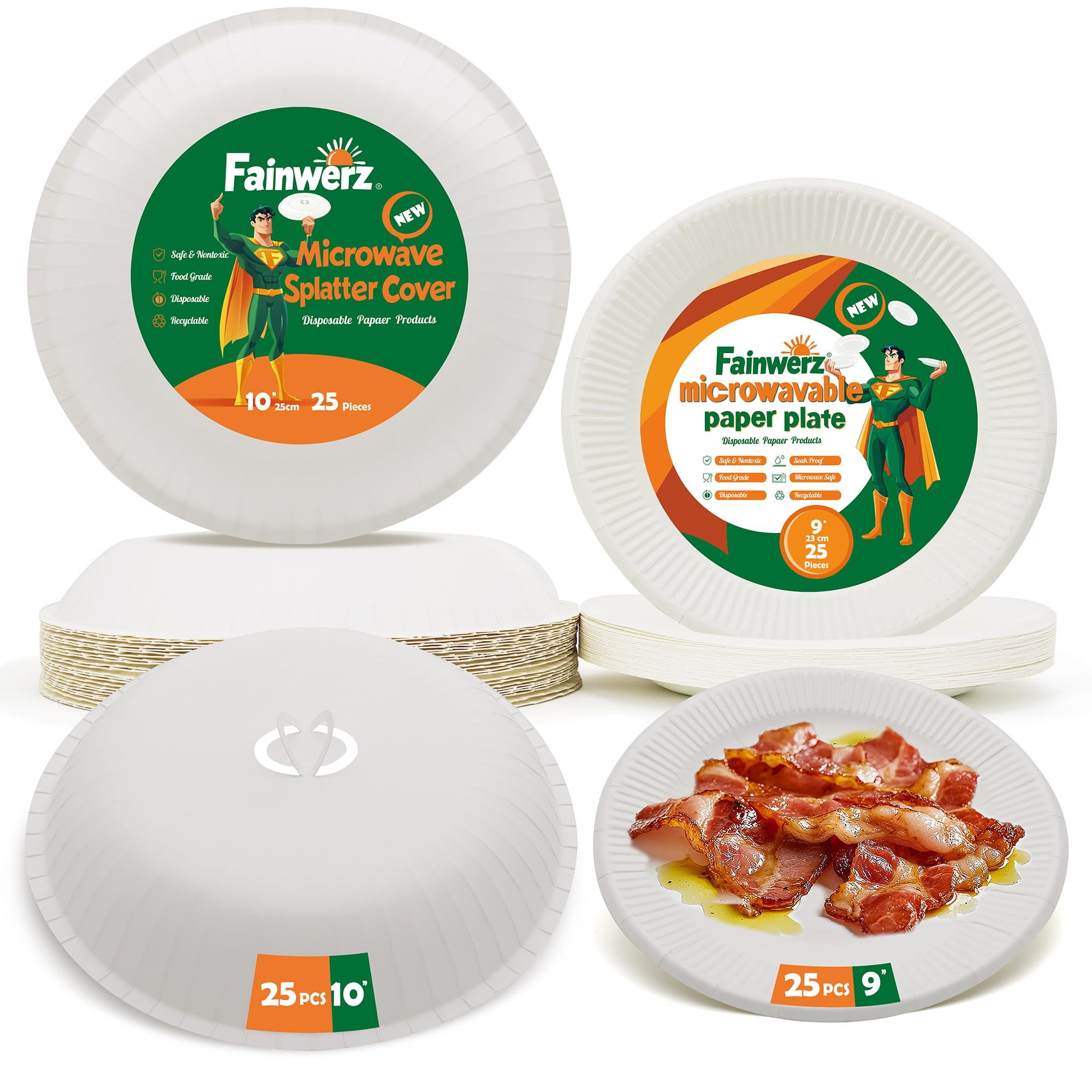Fainwerz Disposable Microwave Bacon STF9 Cooking Plate with Splatter ...
