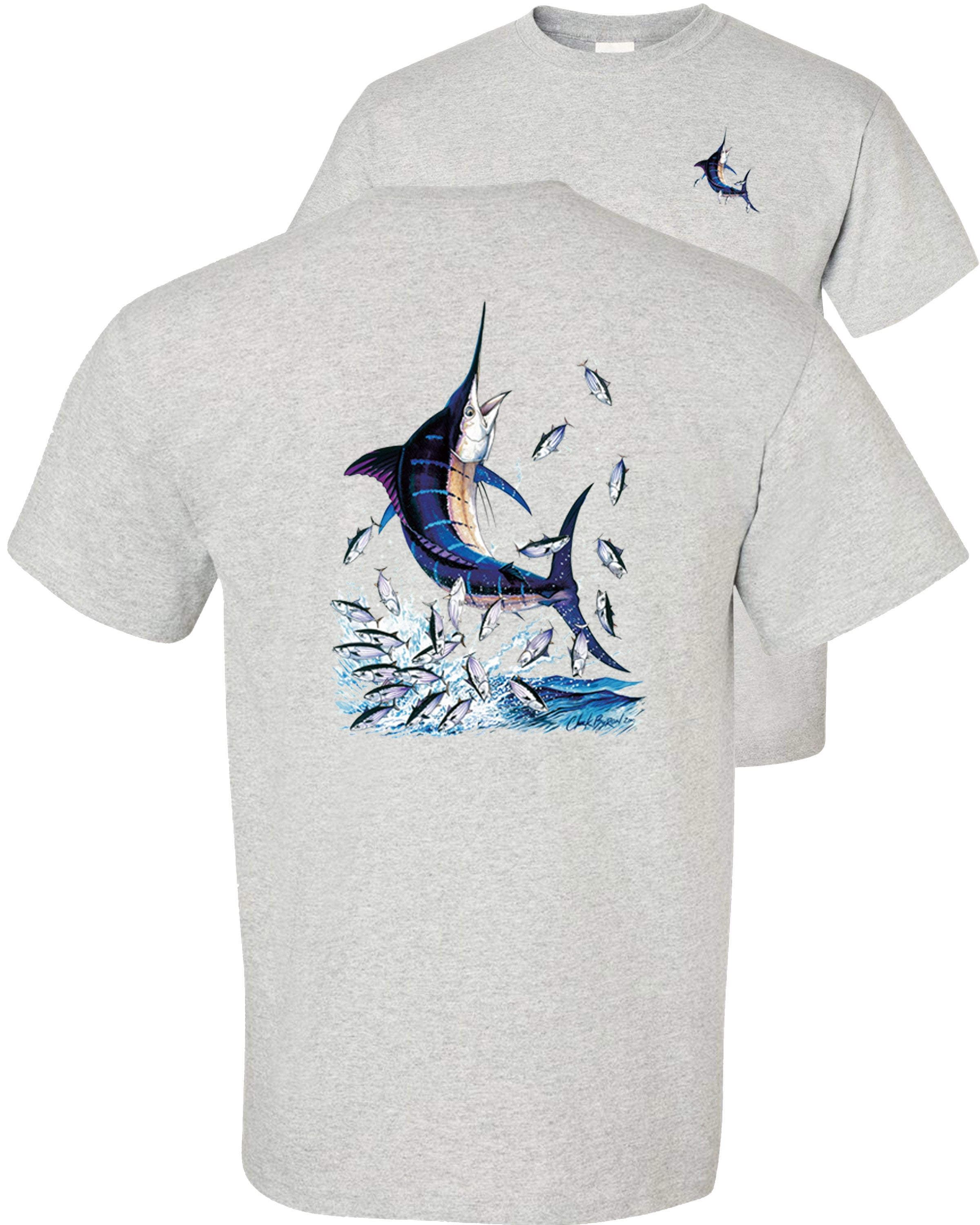 Fair Game Blue Marlin Fishing T-Shirt, Fishing Graphic Tee-Ash-XL ...