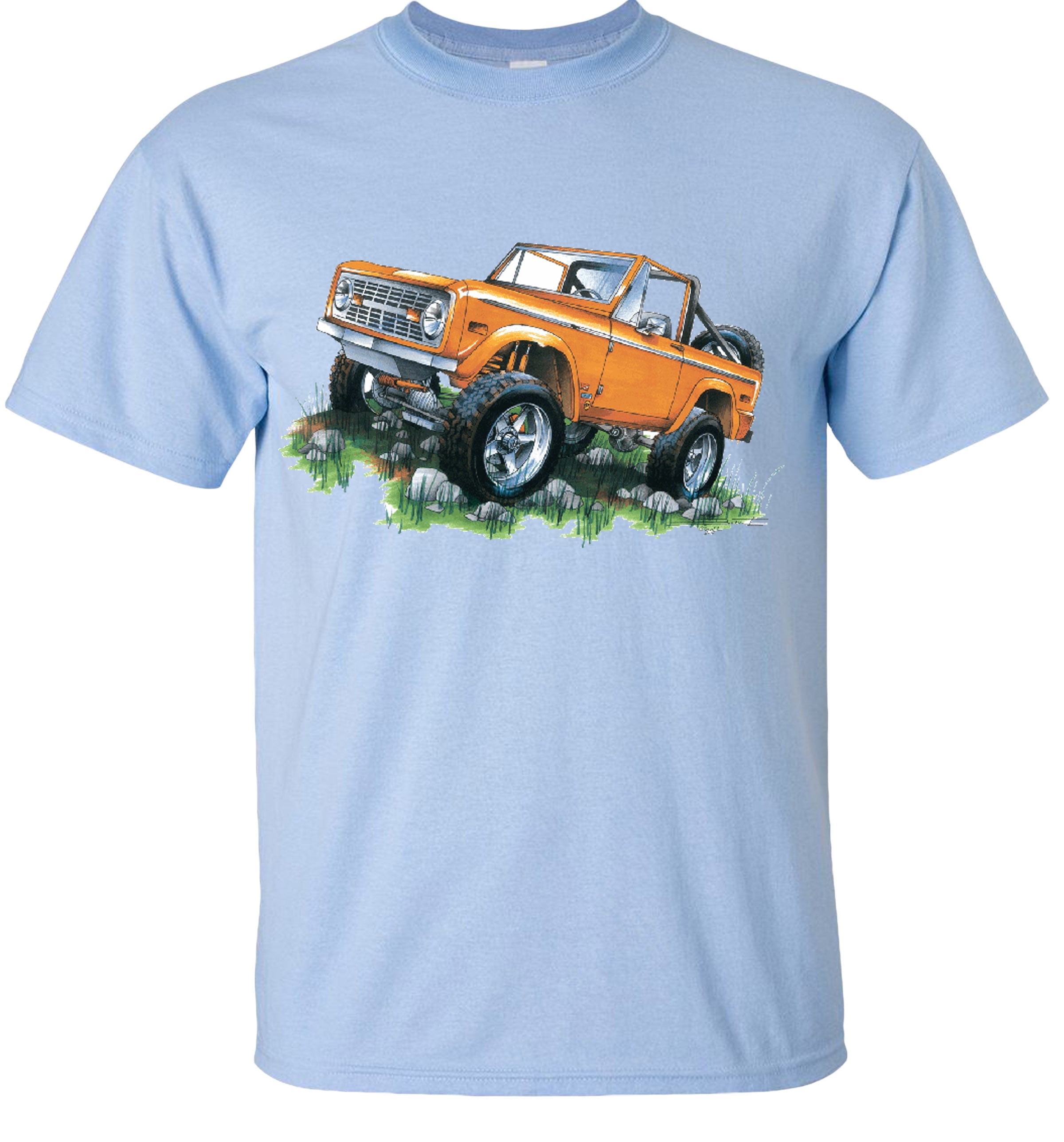 Fair Game Classic Orange Bronco 1970's Ford T-Shirt-Light Blue-3x ...