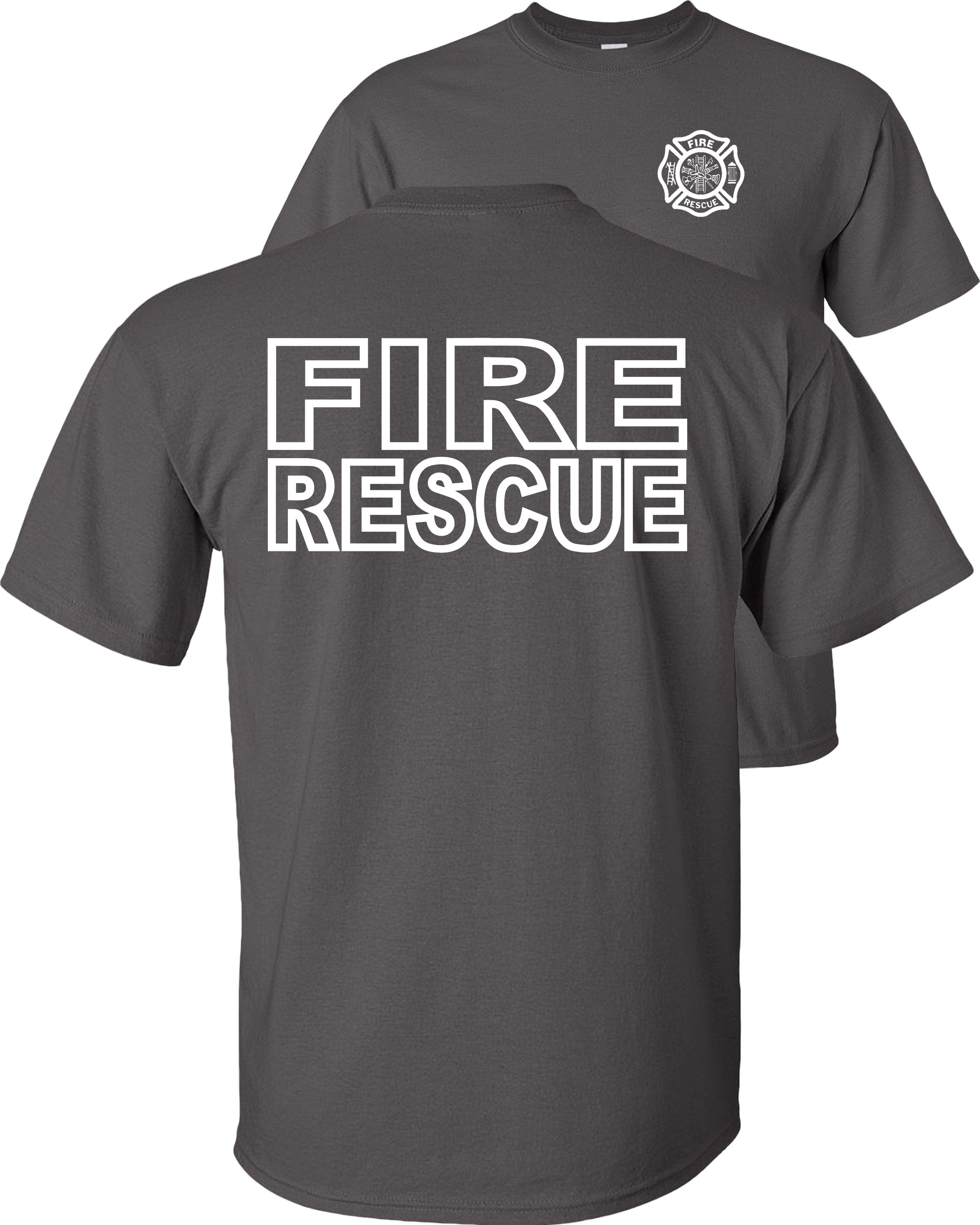 Fair Game Fire Rescue T-Shirt, Firefighter Graphic Tee-Charcoal-2x ...