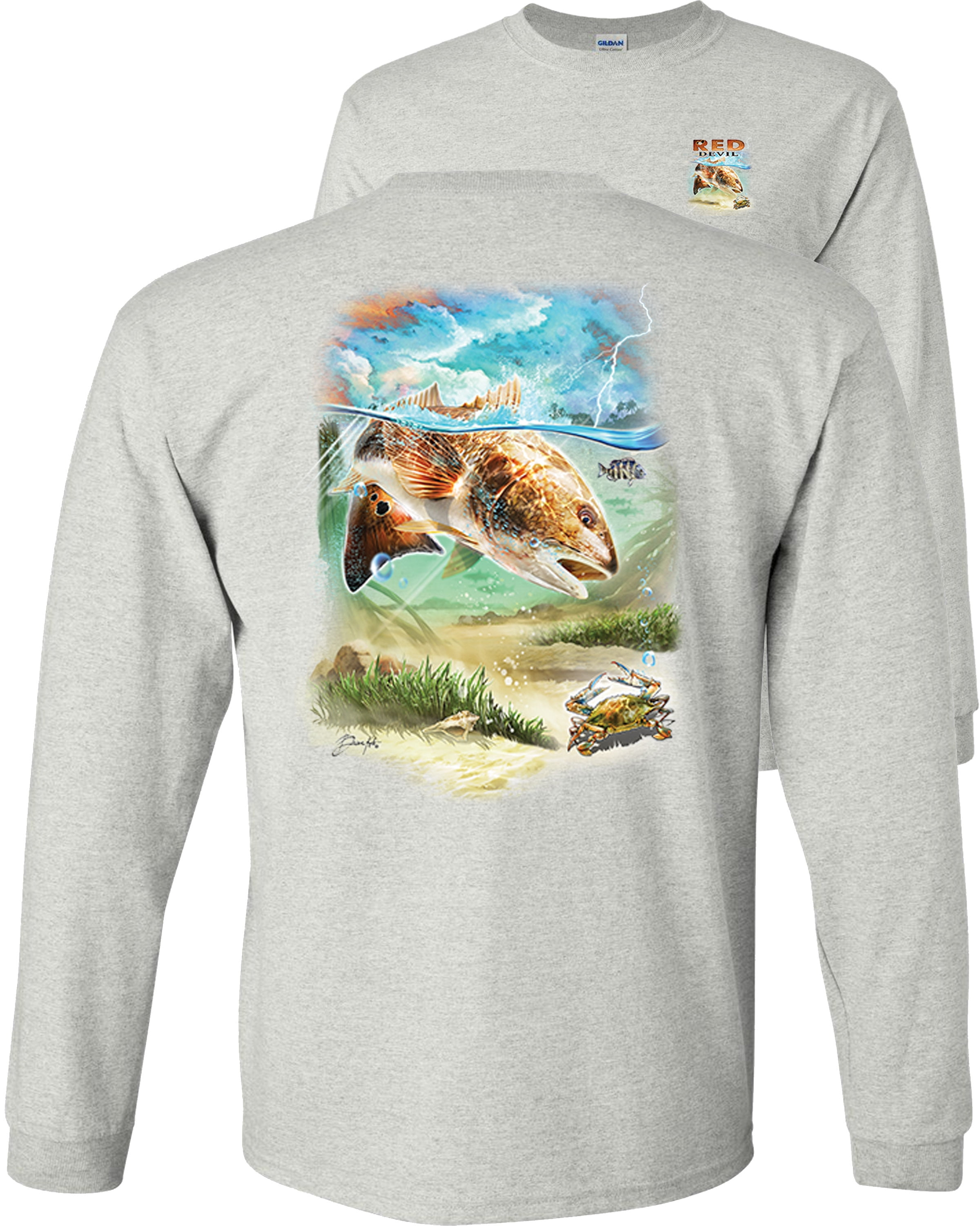 Fair Game Red Devil Fish Long Sleeve Shirt Red Fish game fish red drum ...