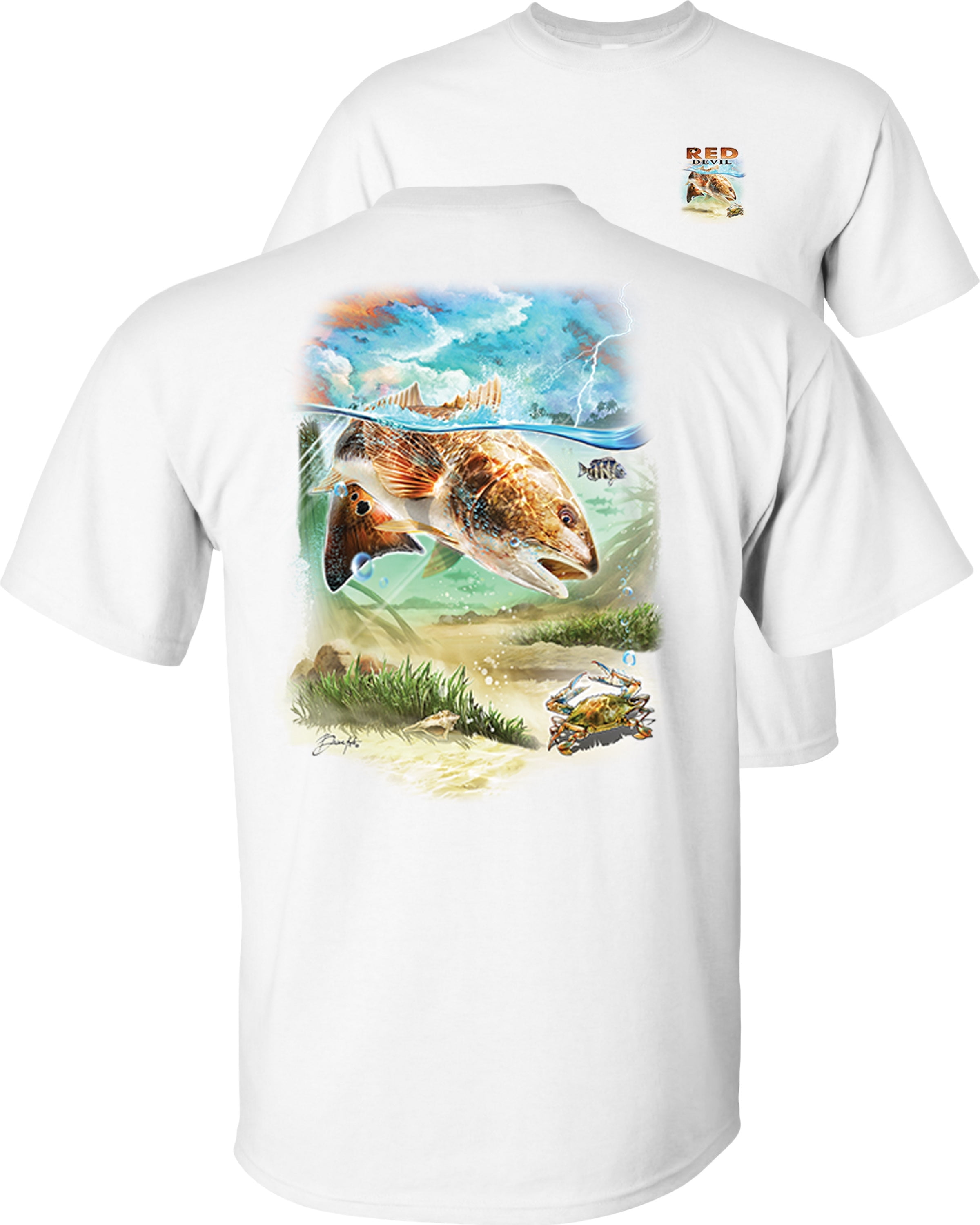 Fair Game Red Devil Fish T-Shirt Redfish-White-2x - Walmart.com