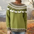 Fair Isle Knit Sweater for Women's Pattern Pullover Crewneck Long ...
