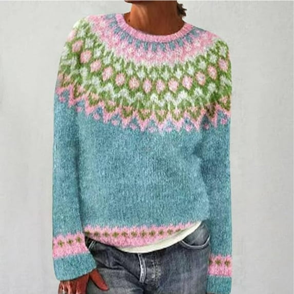 Fair Isle Sweater Women Fall Knitted Vintage Embroidered Sweaters ...