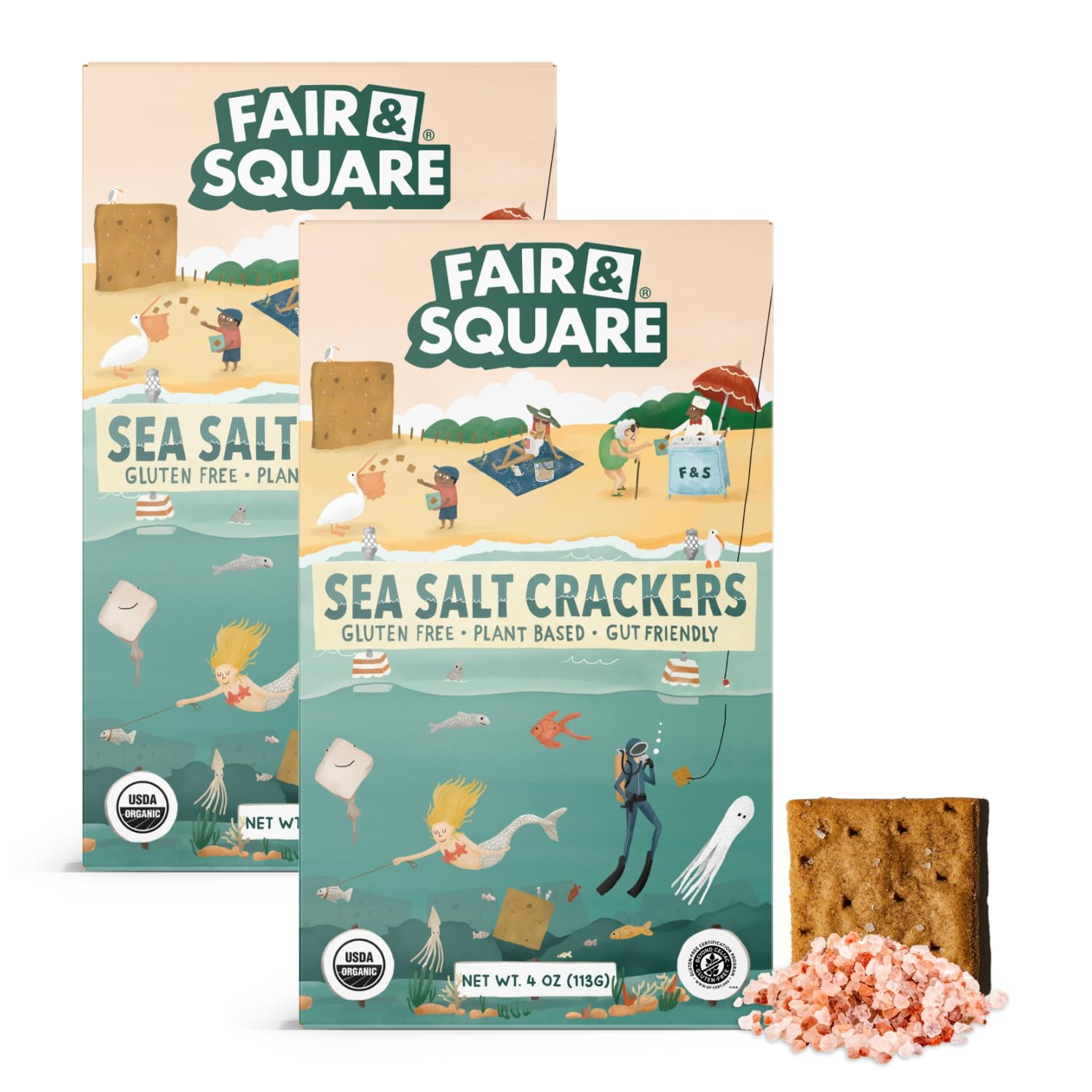 Fair & Square Gluten Free HYZ01 Sea Salt Crackers Prebiotic Banana ...