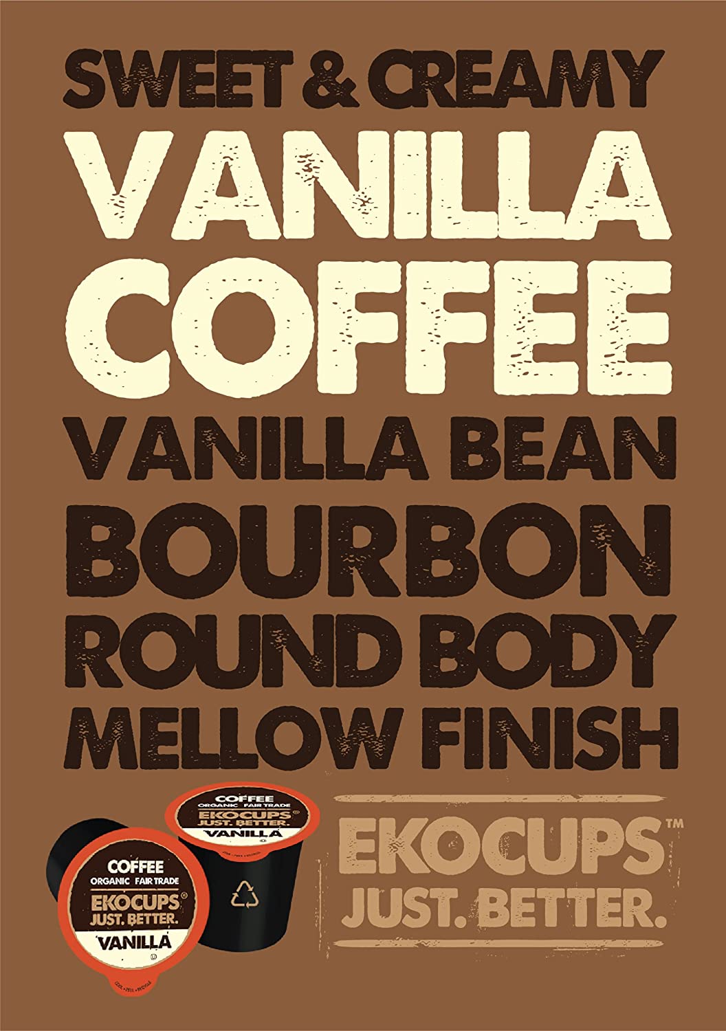 Fair Trade & Organic Coffee Pods, Vanilla, Medium Roast Coffee for K ...