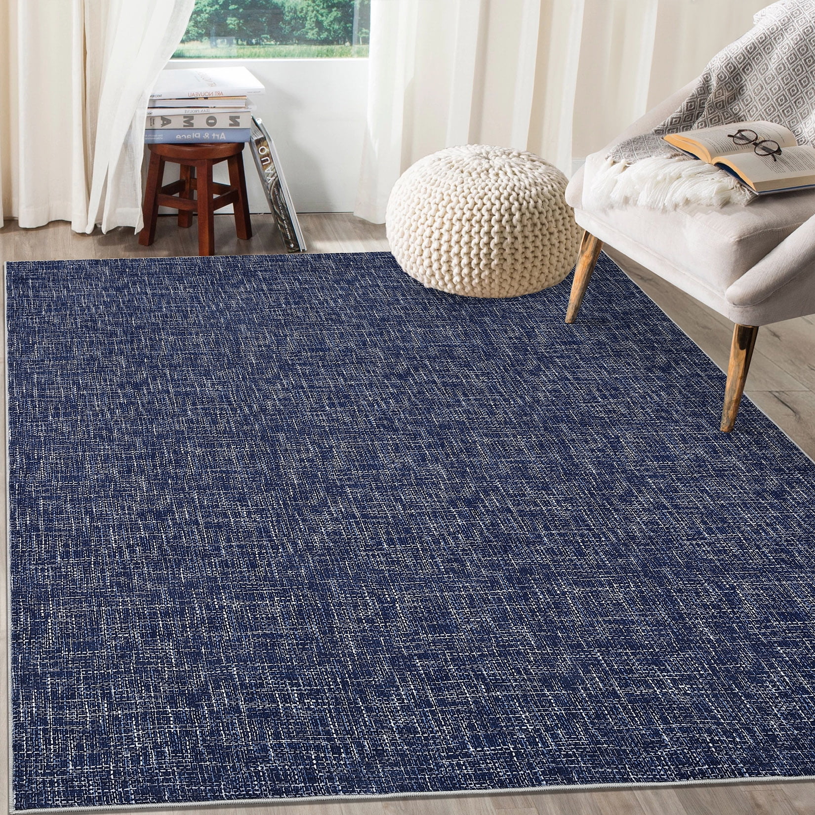 FairOnly 10'x13' Modern Solid Blue Area Rugs for Living Room Washable ...
