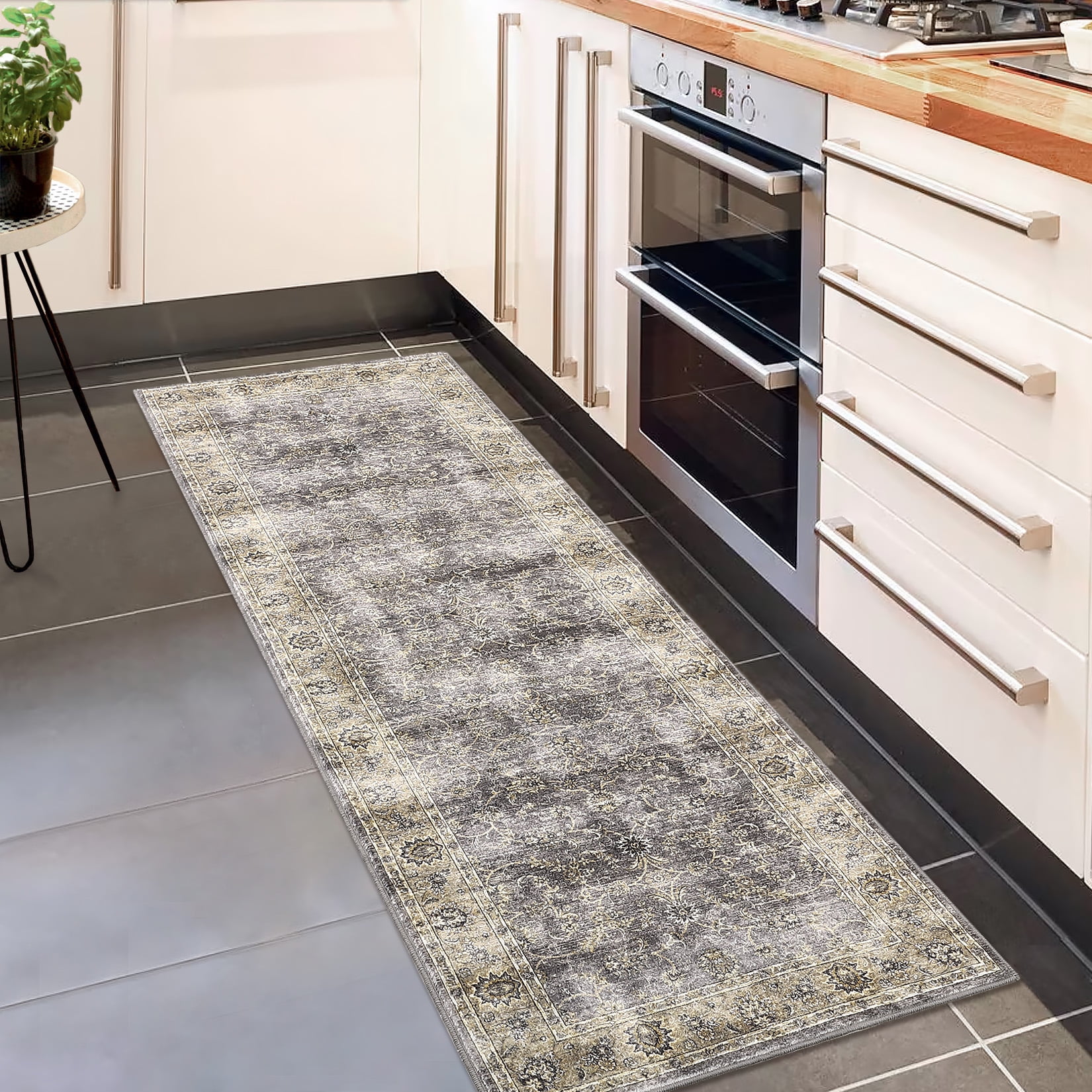 FairOnly 2' x 6' Runner Rug Vintage Area Rug Washable Area Rug Flower ...