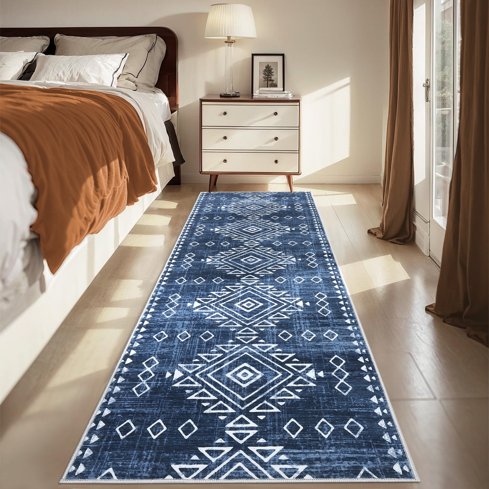 FairOnly 2'x6' Blue Runner Rugs for Hallway Machine Washable Non Slip ...