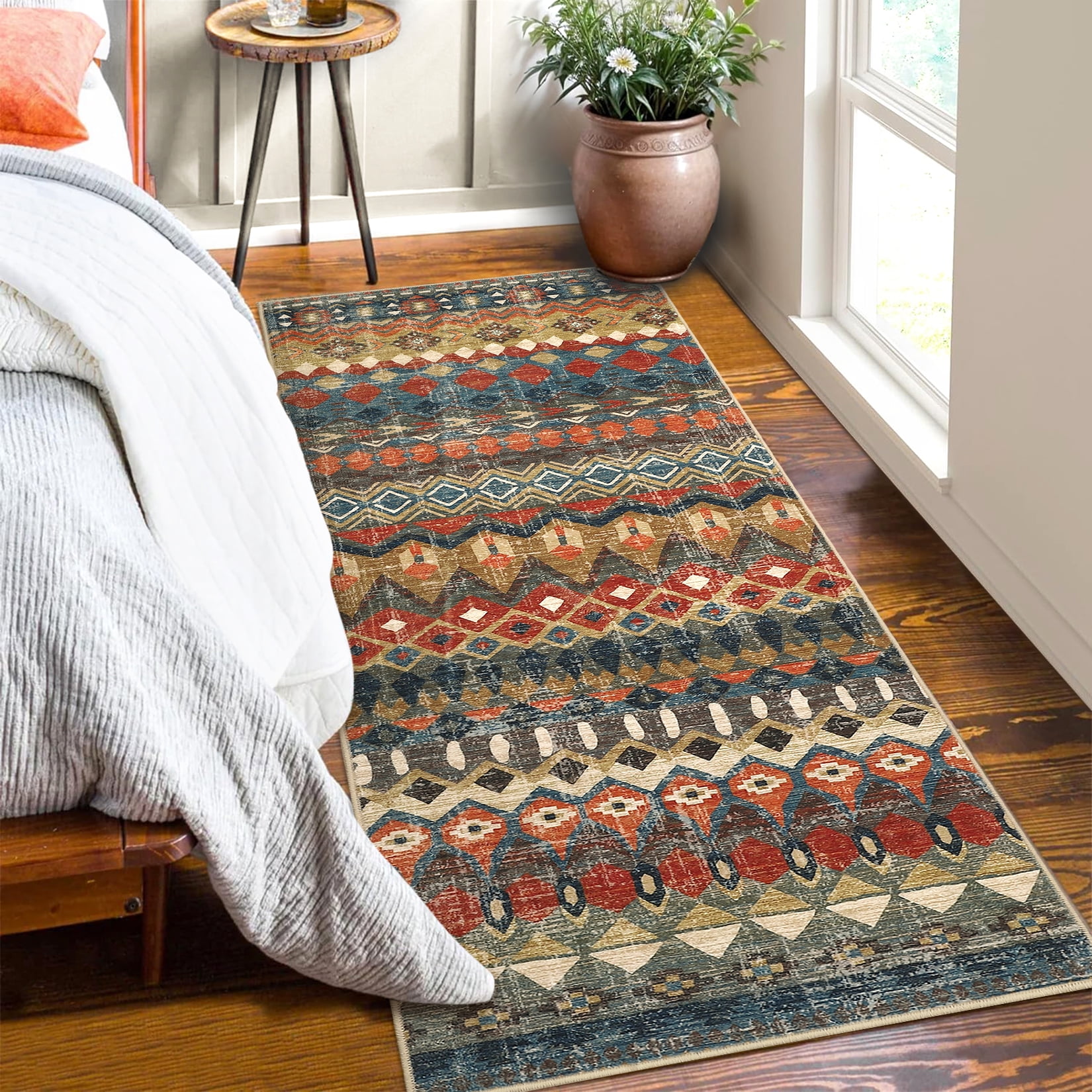 FairOnly 2'x6' Colorful Boho Geometric Distressed Runner Rugs for ...