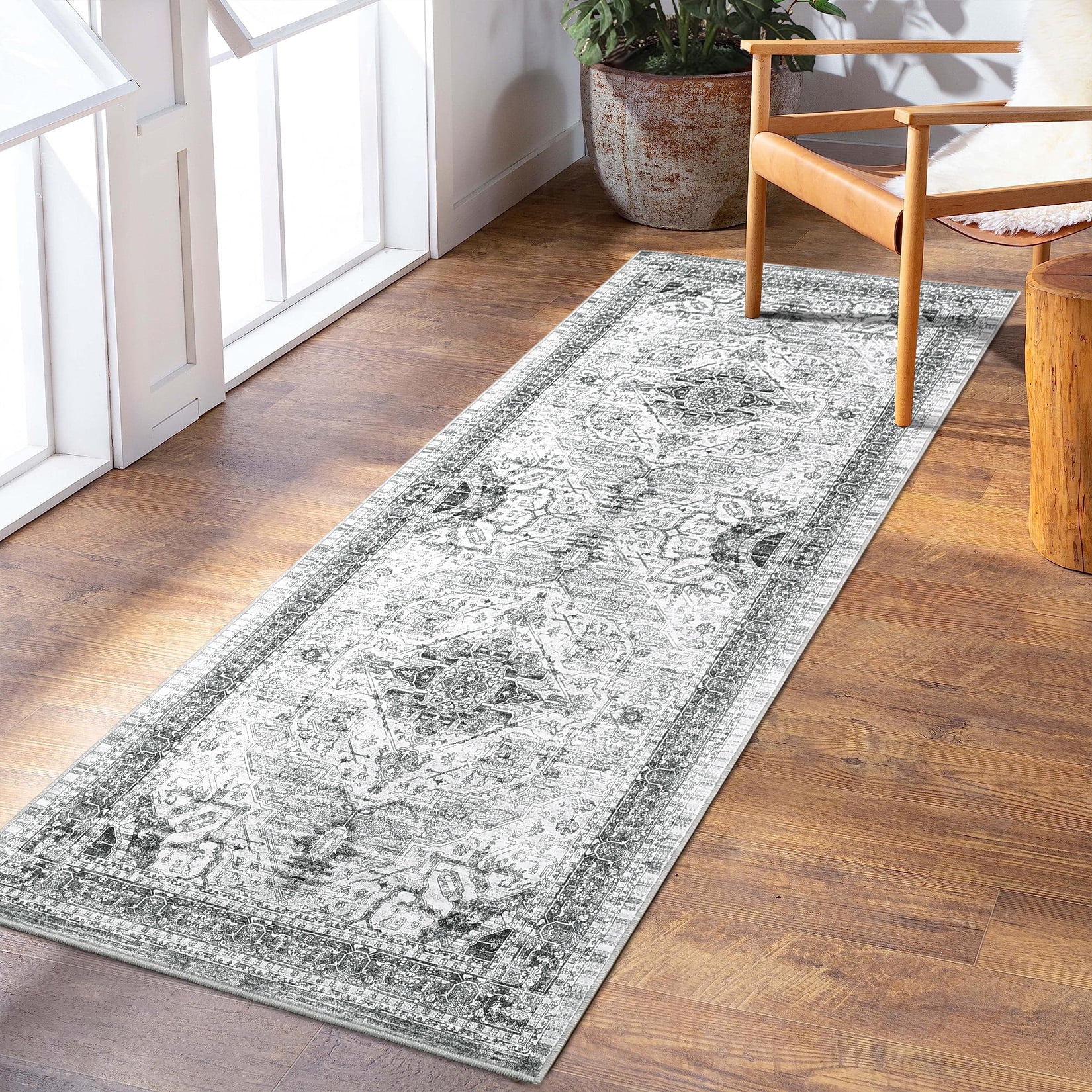 FairOnly 2'x6' Grey Boho Runner Rugs for Hallway Machine Washable Non ...