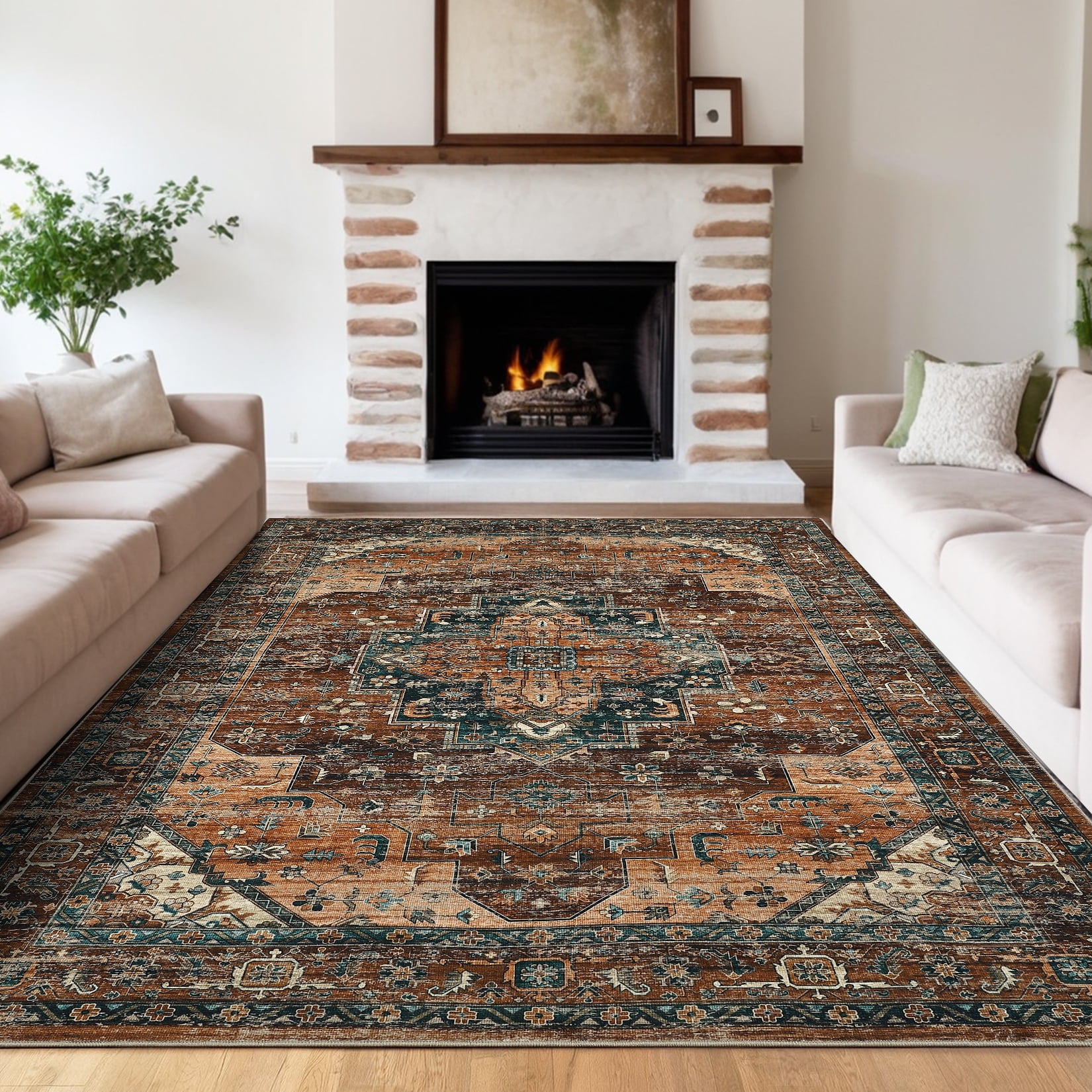 FairOnly 5'x7' Vintage Distressed Area Rugs for Living Room Bohemian ...