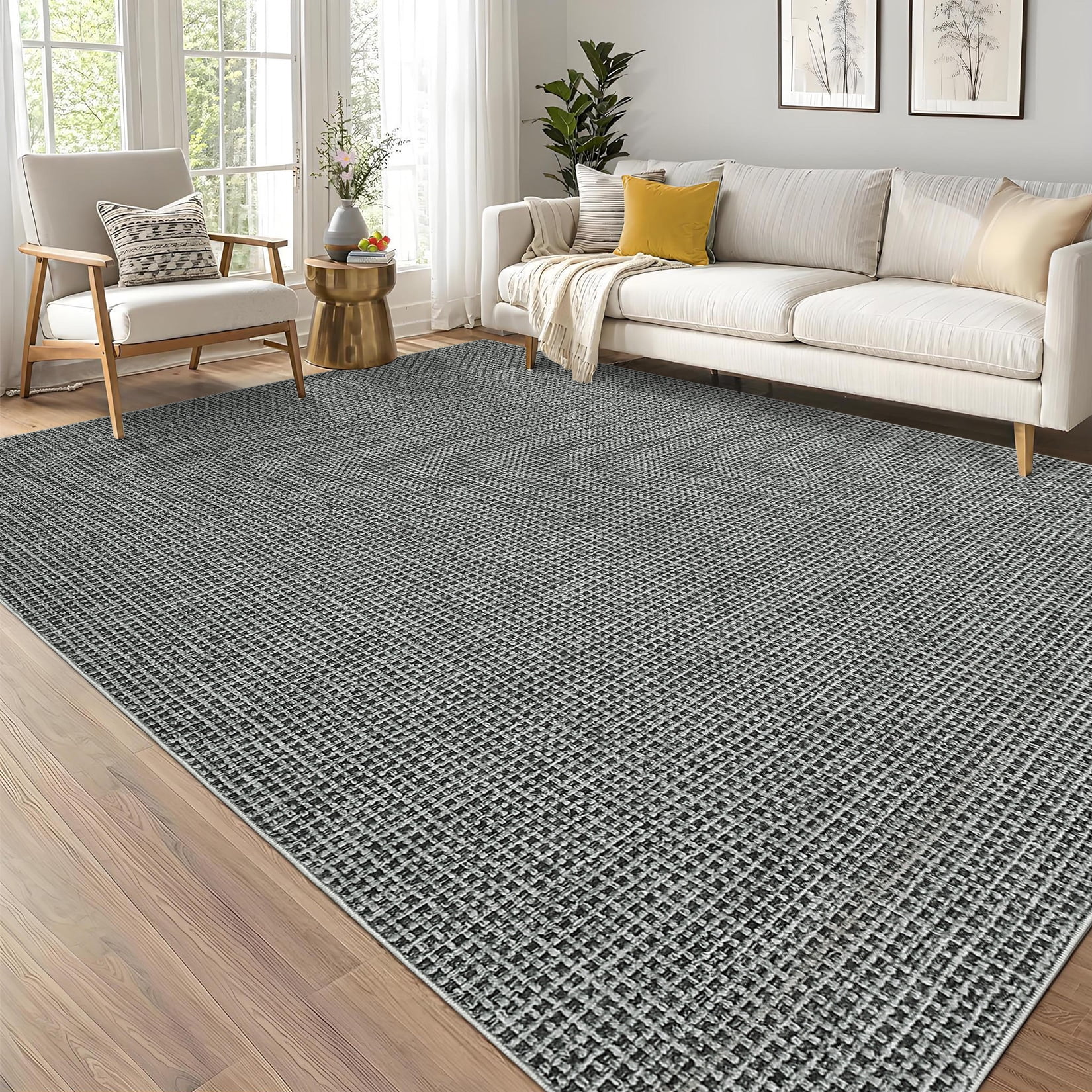 FairOnly 8'x10'Machine Washable Area Rug Modern Checkered Non Slip ...