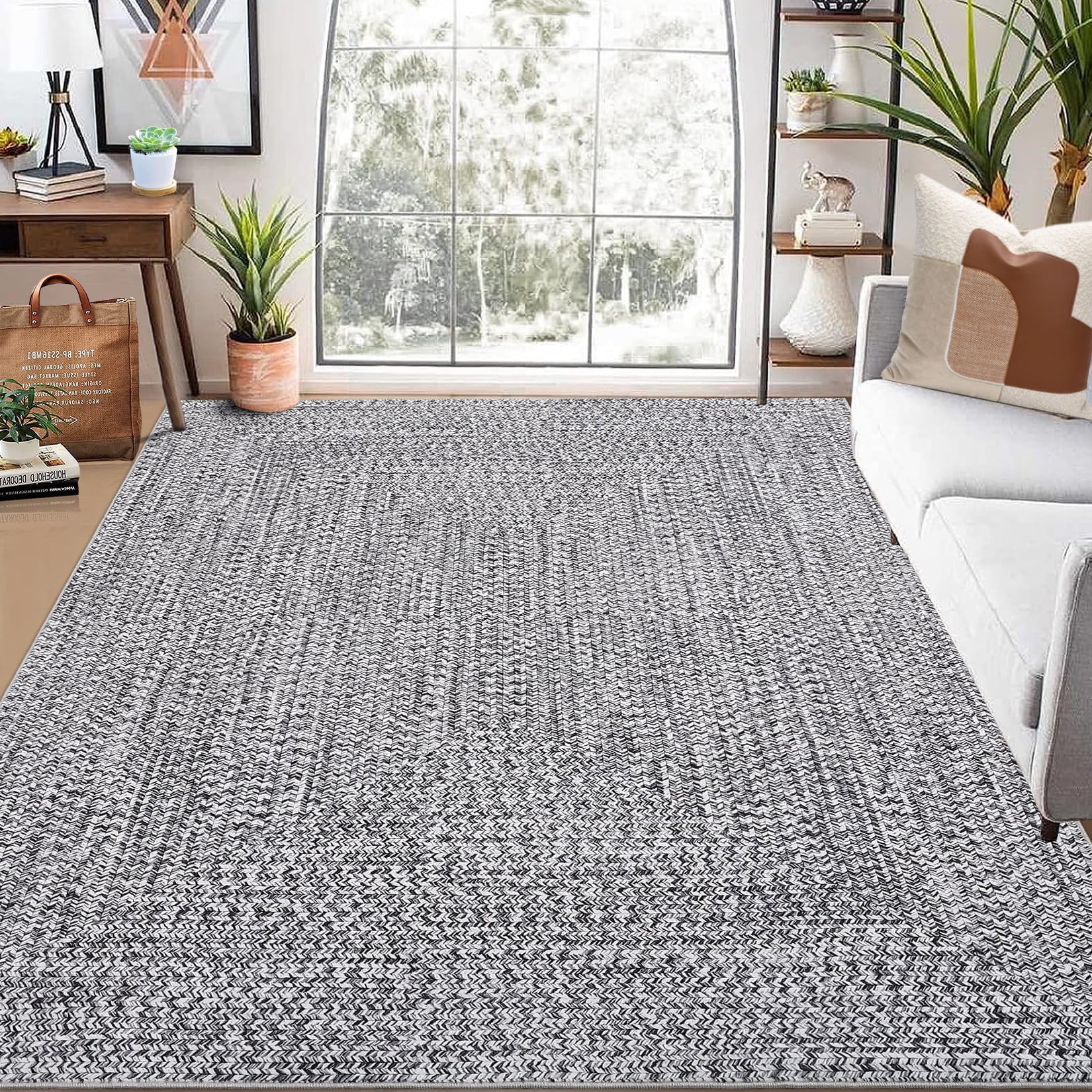 FairOnly 8'x10' Solid Grey Modern Area Rugs for Living Room Machine ...
