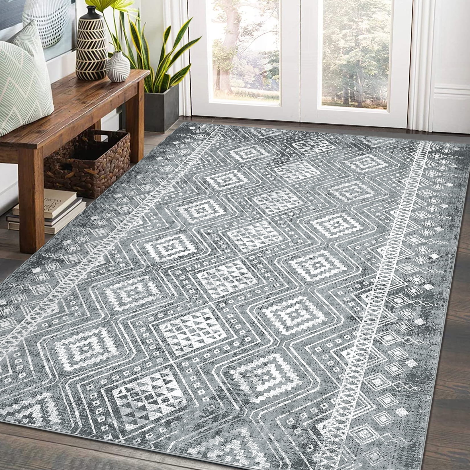 FairOnly 9' x 12' Large Low Pile Area Rug for Living Room Bedroom ...