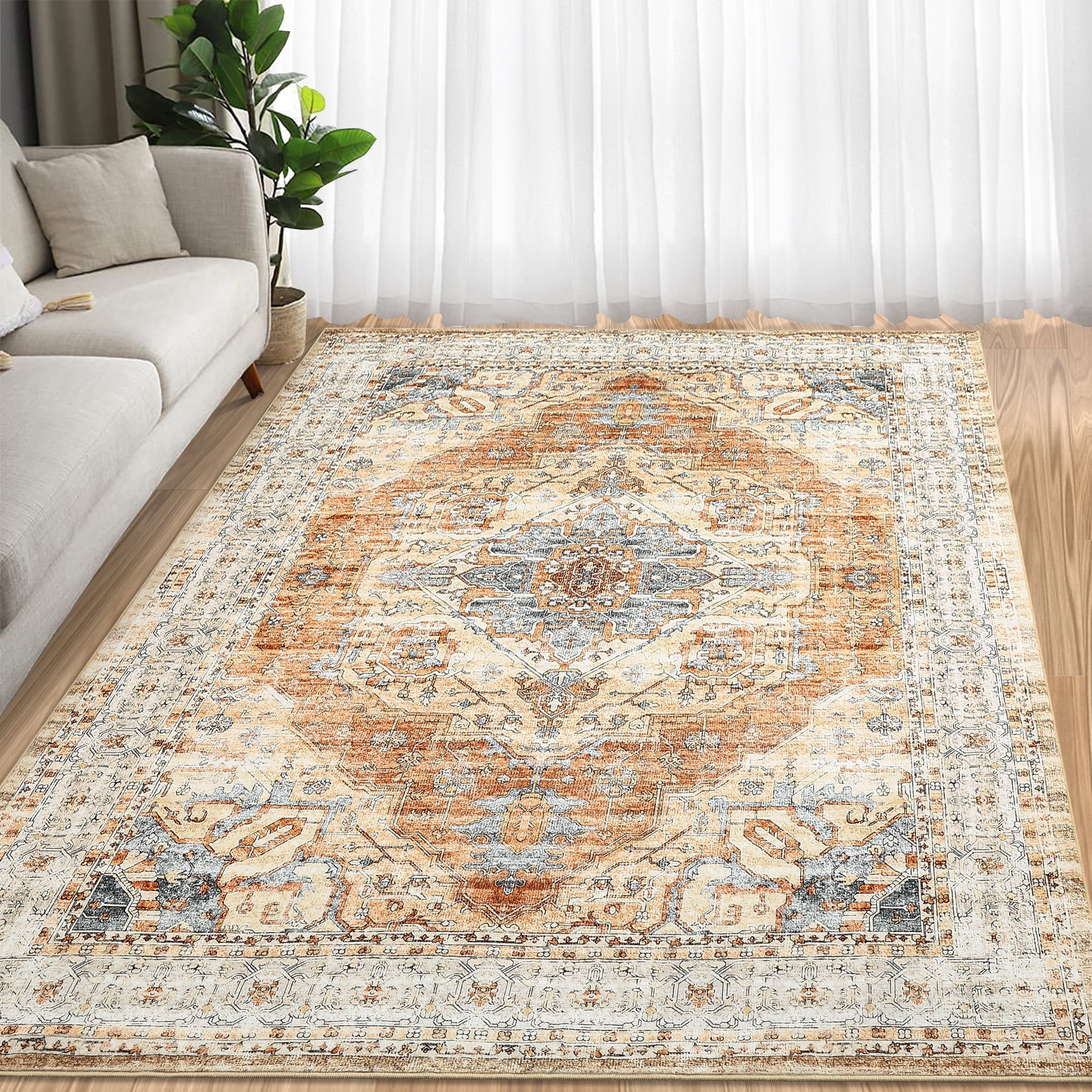 FairOnly 9' x 12' Large Low Pile Area Rug for Living Room Bedroom ...