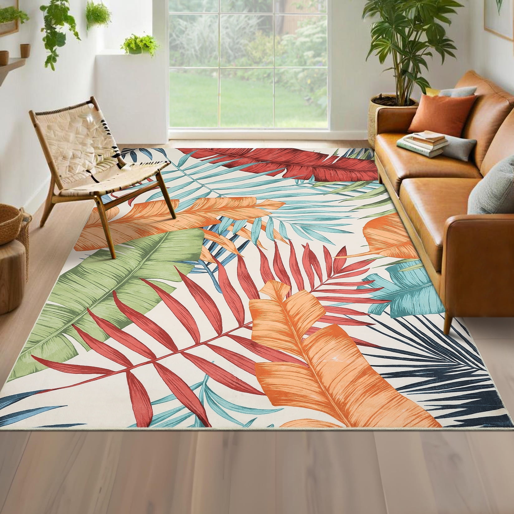 FairOnly 9'x12' Colorful Leaf Tropical Plants Area Rugs for Bedroom ...