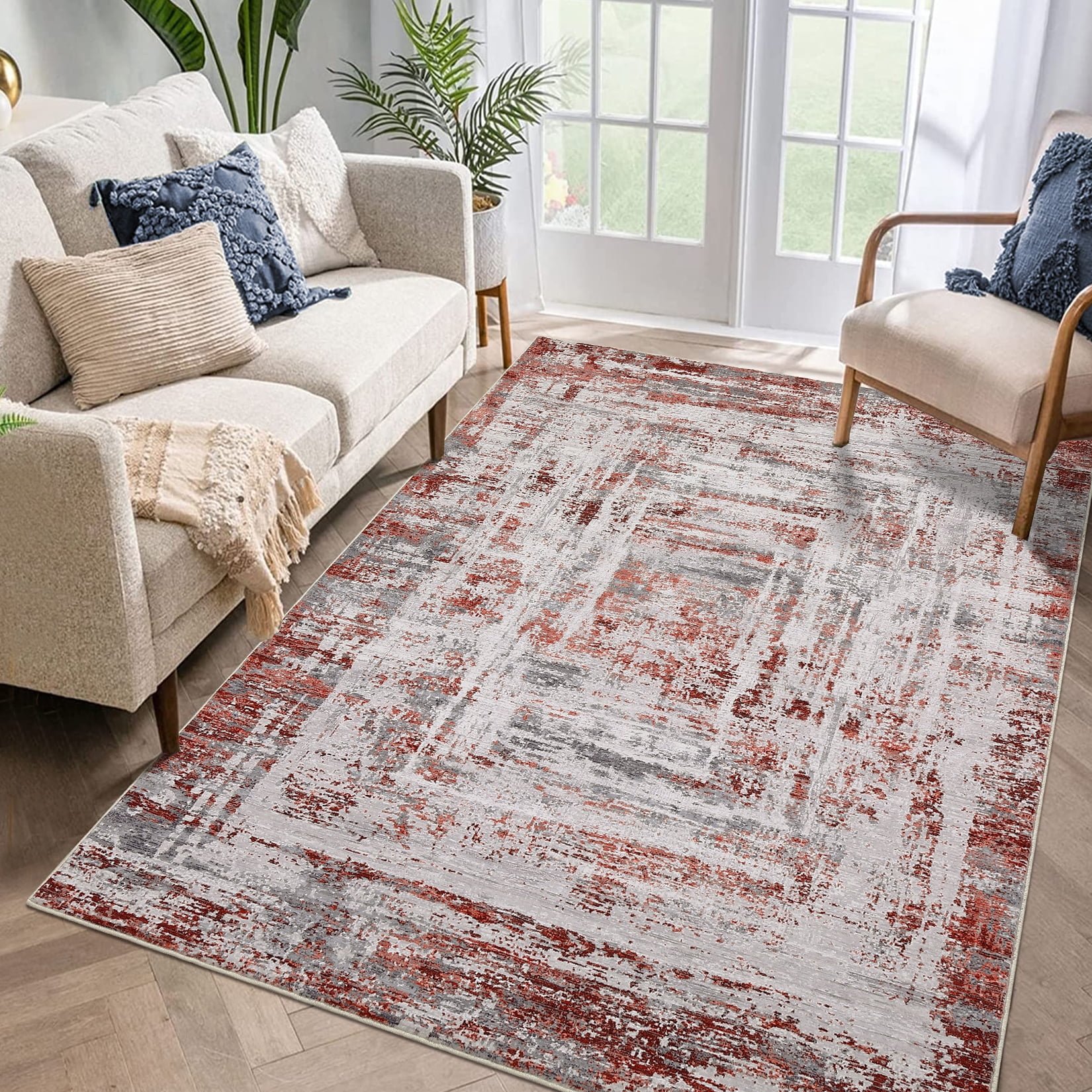 FairOnly 9'x12' Modern Abstract Area Rugs Ultra-Thin Rugs with Low Pile ...