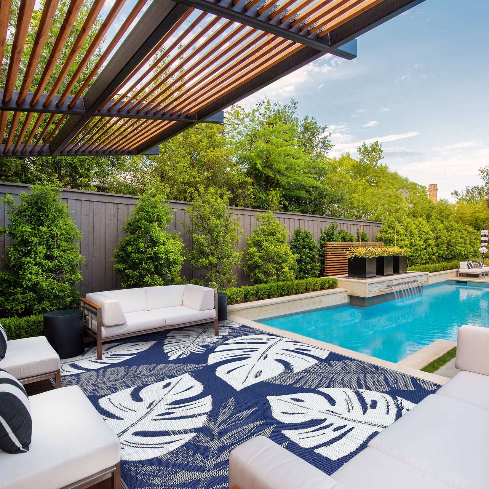 FairOnly 9'x18'Large Reversible Outdoor Area Rug Stain Resistant Rugs ...