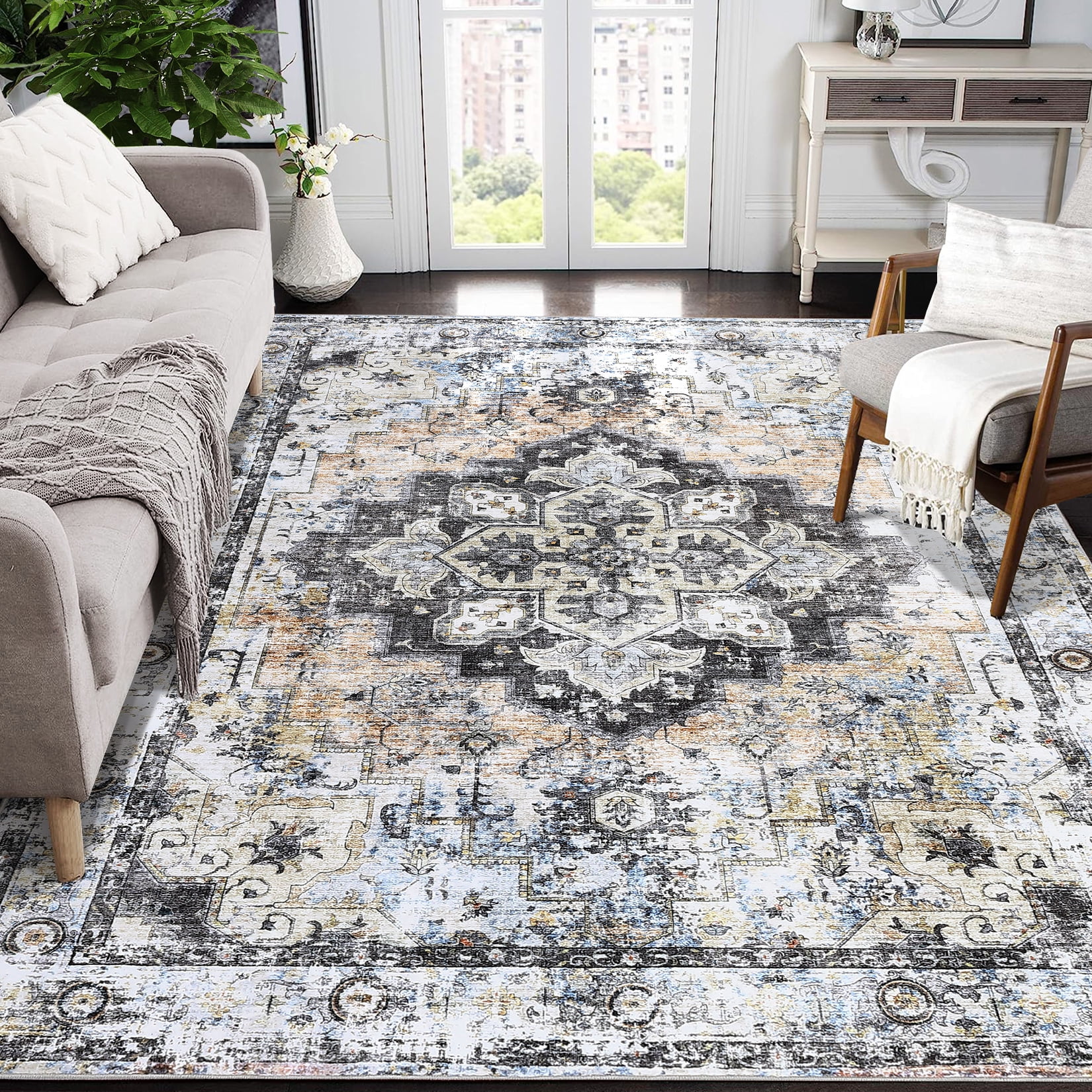FairOnly Vintage Area Low Pile Area Rug for Living Room Bedroom 8' x 10 ...