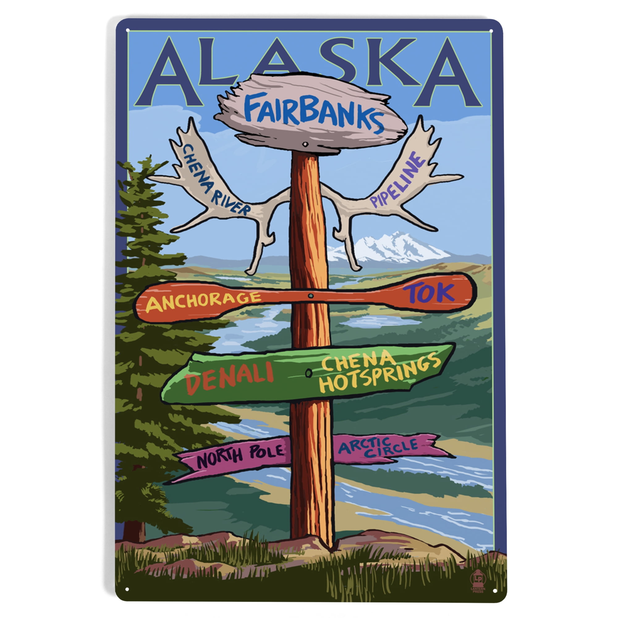 Fairbanks, Alaska, Sign Destinations (12x18 Aluminum Art, Indoor ...